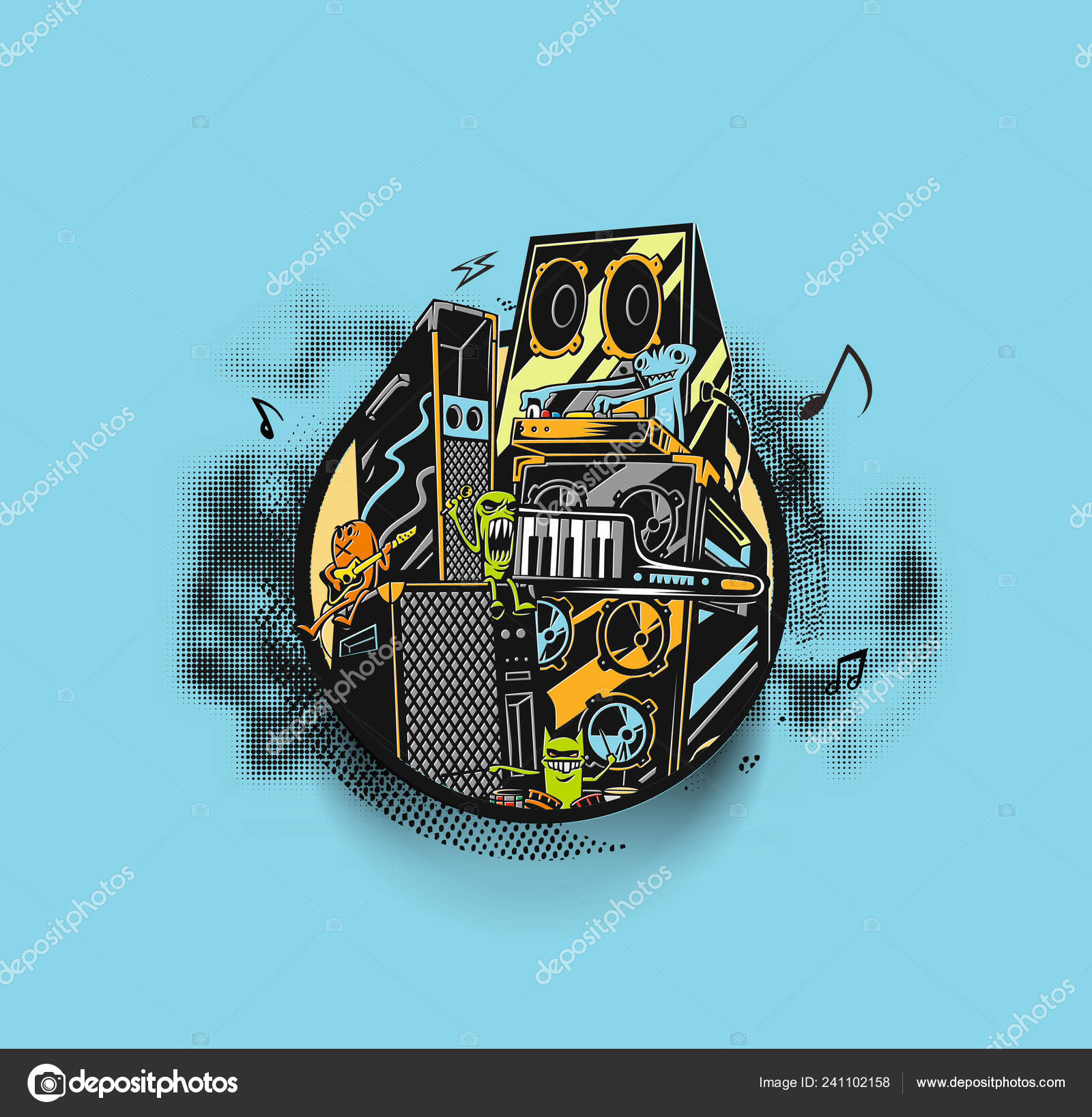 Musical Instruments Background Text Move Beat Vector Illustration Stock ...
