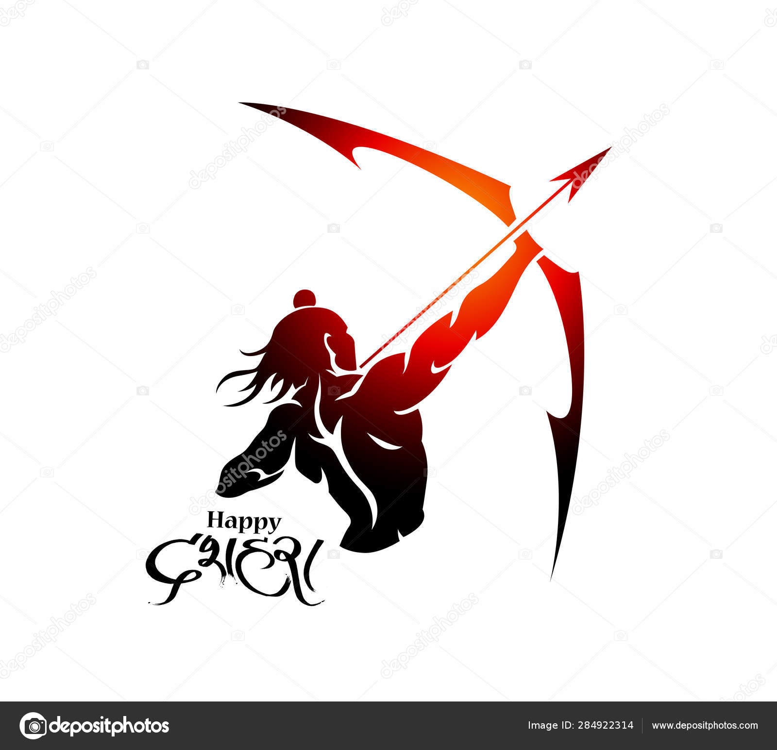 Lord Rama with arrow killing Ravana in Navratri festival of Indi Stock ...