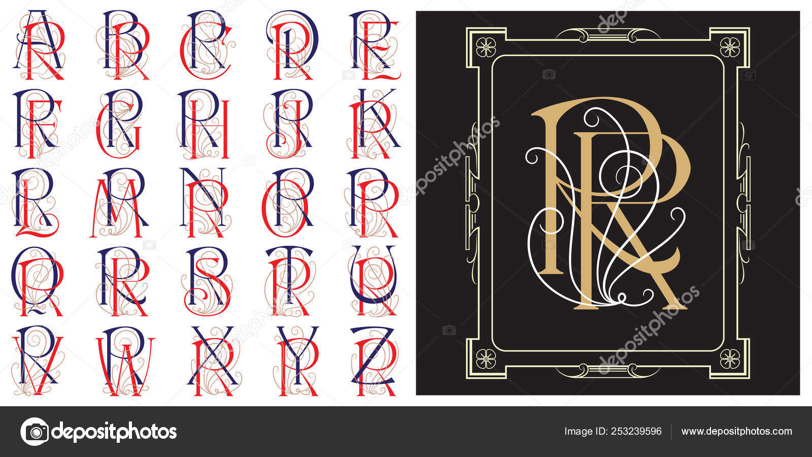 Vector monogram for wedding, invitations or greeting cards. Stock ...