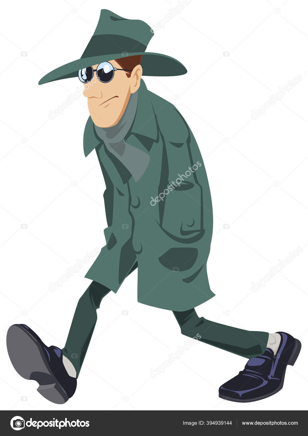 Image vectorielle Espionner Avec Des Lunettes Noires Grand Chapeau ...