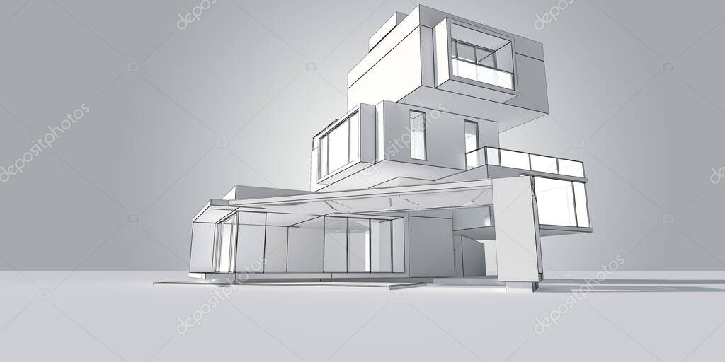 Representación 3D de un proyecto de casa moderna construido en ...
