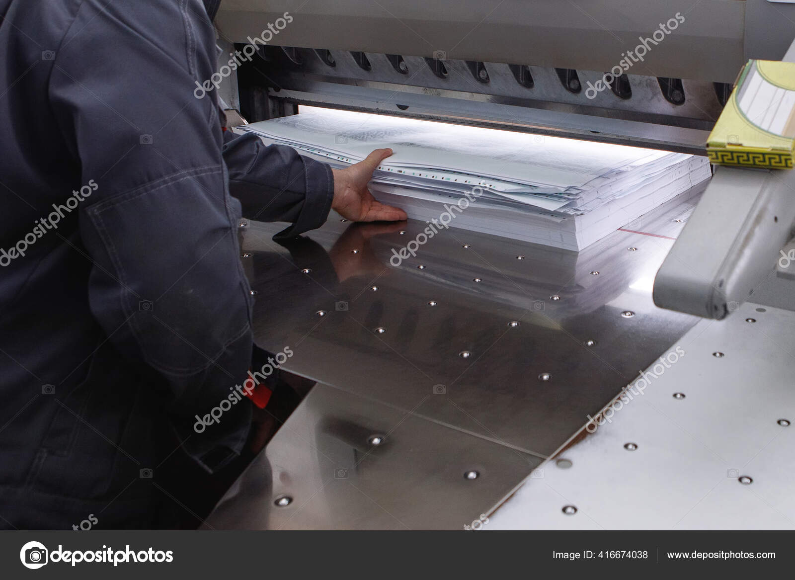 Cutting Piles Paper Guillotine Blade Printing House Stock Photo by ...