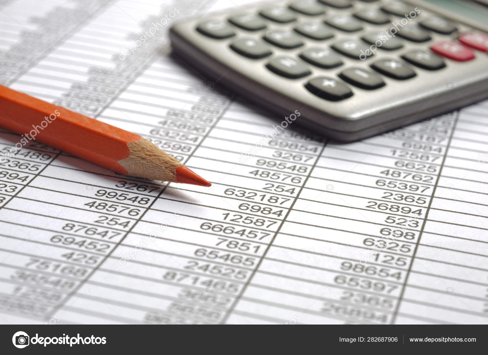 Financial calculation with chart of stock market Stock Photo by ...