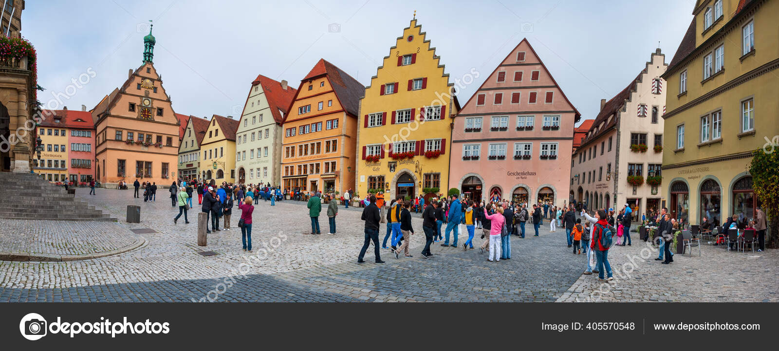 Panoramic View Medieval Old Town Rothenburg Beautiful Shops Historic ...