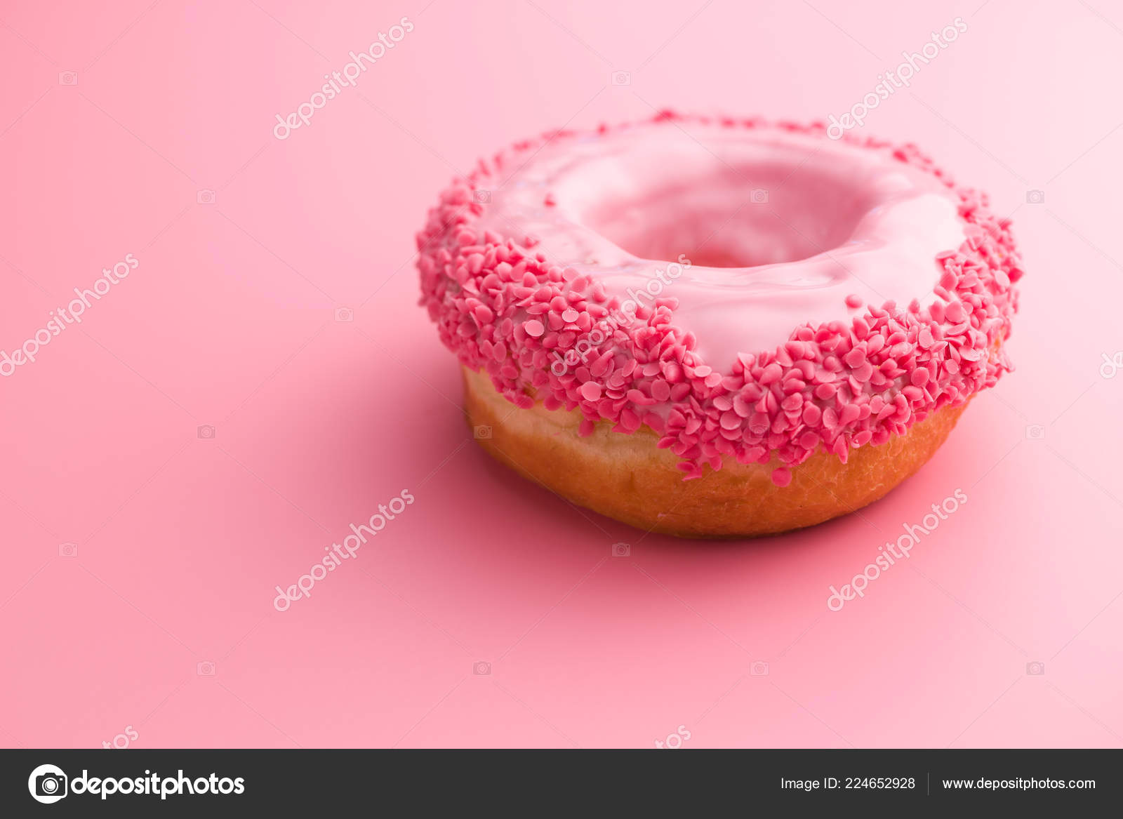Sweet Glazed Donut Pink Background Stock Photo by ©jirkaejc 224652928