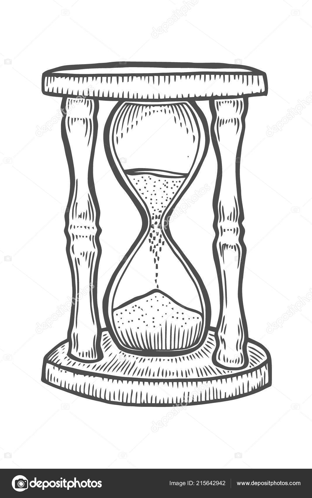 Ilustração Ampulheta Desenho Gravura Tinta Arte Linha Vetor Isolado ...
