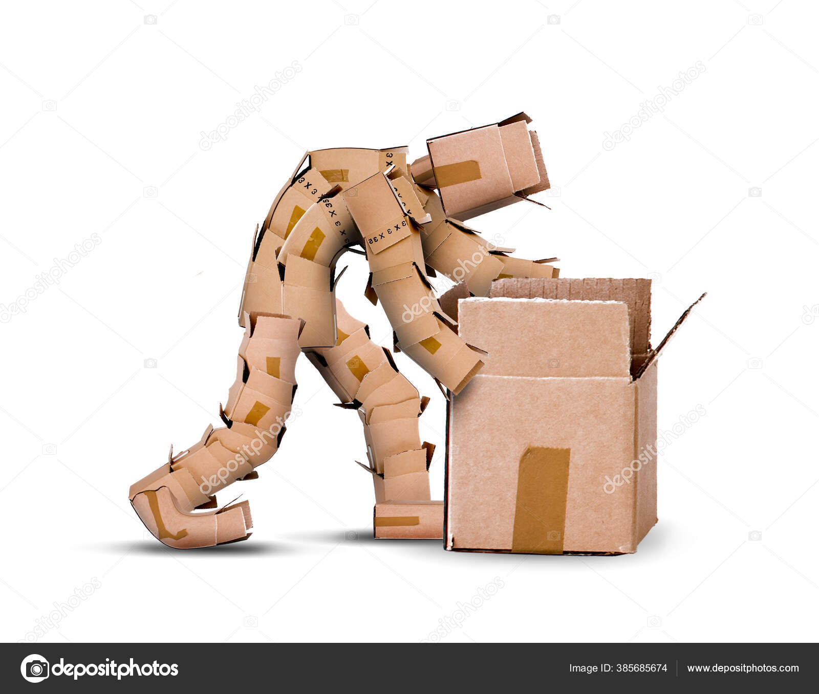 Think Box Concept Box Character Looking Open Cardboard Container ...