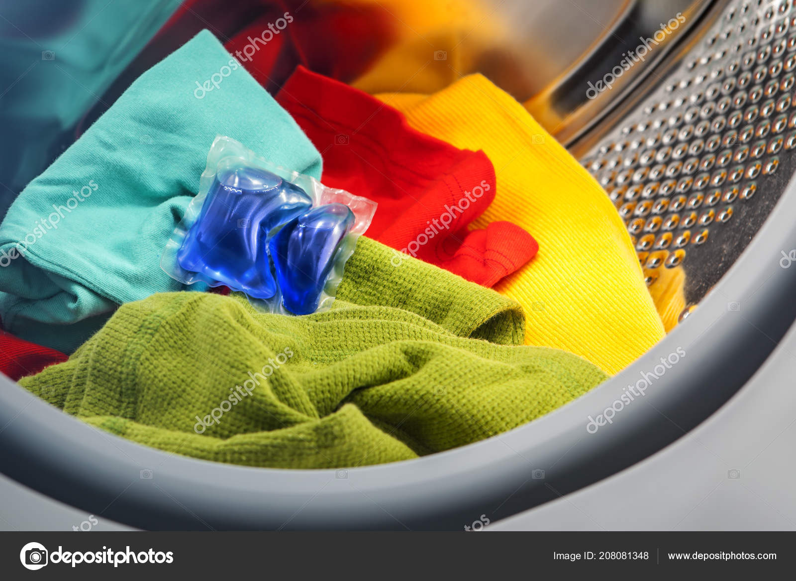 Blue Gel Caps Washing Mashine Liquid Coloured Detergent Stock Photo by ...