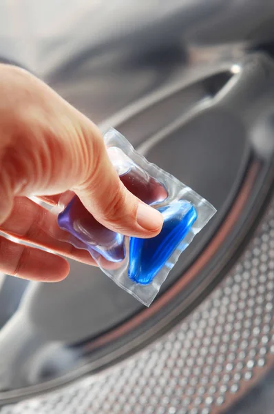 Blue Gel Caps Washing Mashine Liquid Coloured Detergent Stock Photo by ...