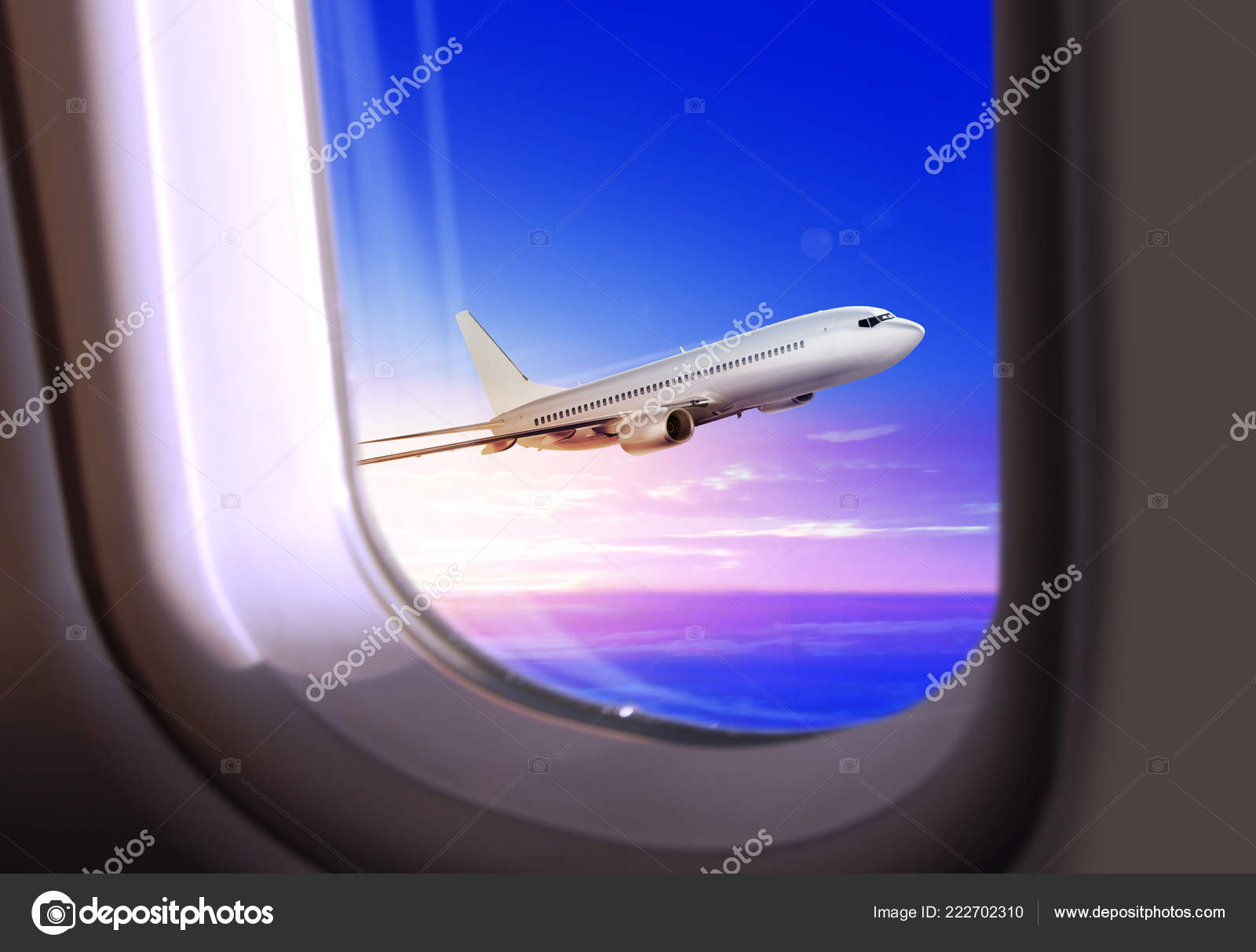 Commercial Plane Flies Sky View Window Airplane Stock Photo by ...