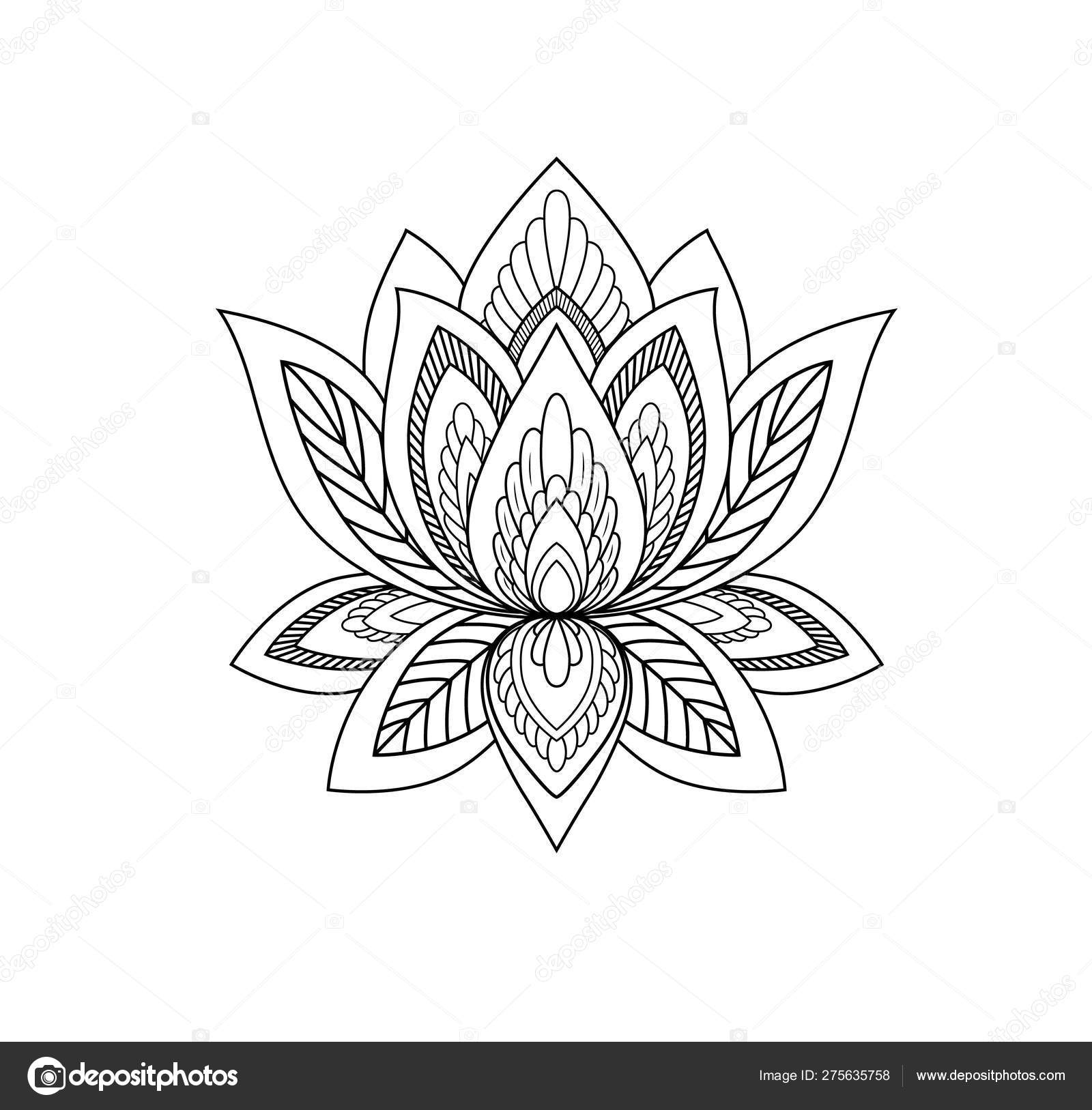 Vector Lotus Flower Image Ethnic Oriental Indian Style Stock Vector ...