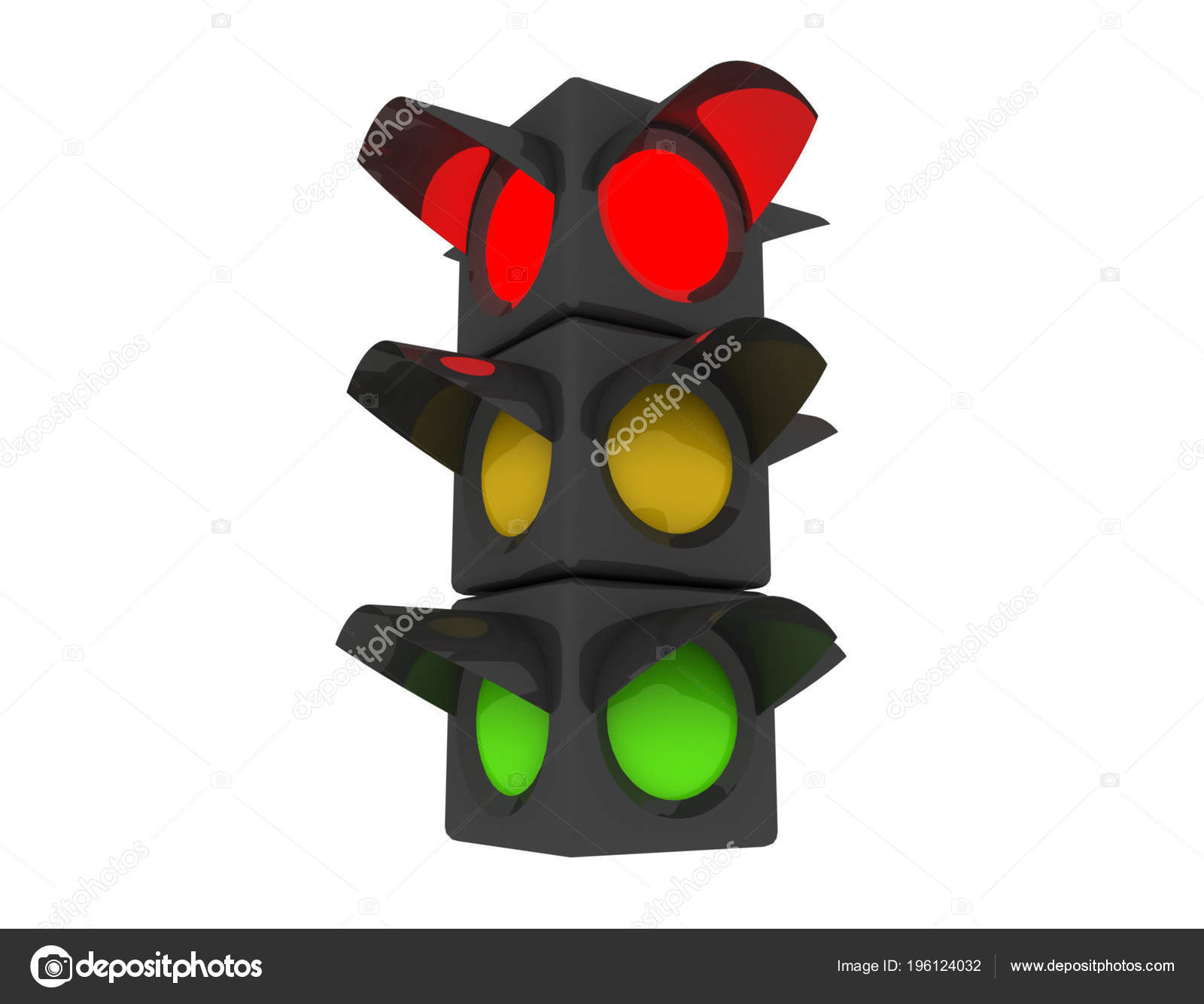 Traffic Light Isolated White Background Rendered Illustration Stock ...
