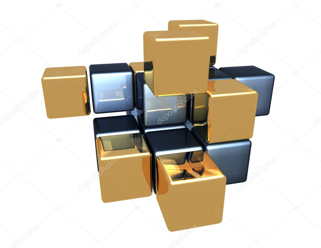 concepto de fondo cubo de construcción. 3d ilustración renderizada 2022