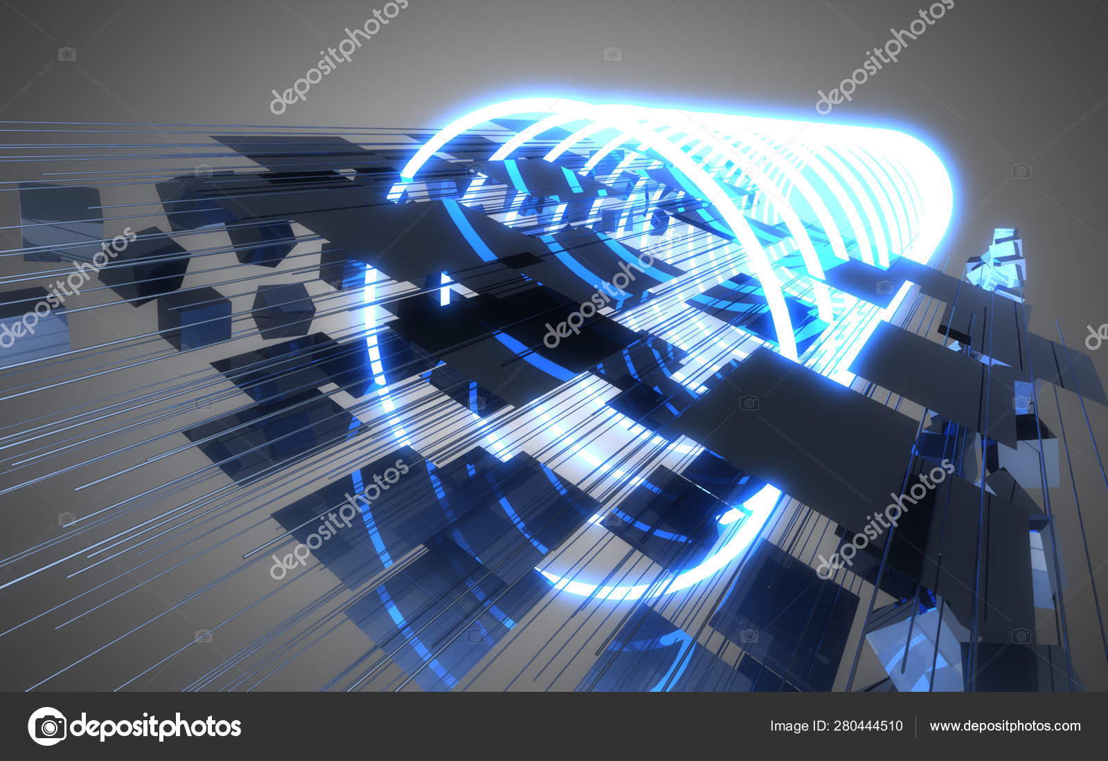 3d abstract space portal construction background. 3d illustratio Stock ...