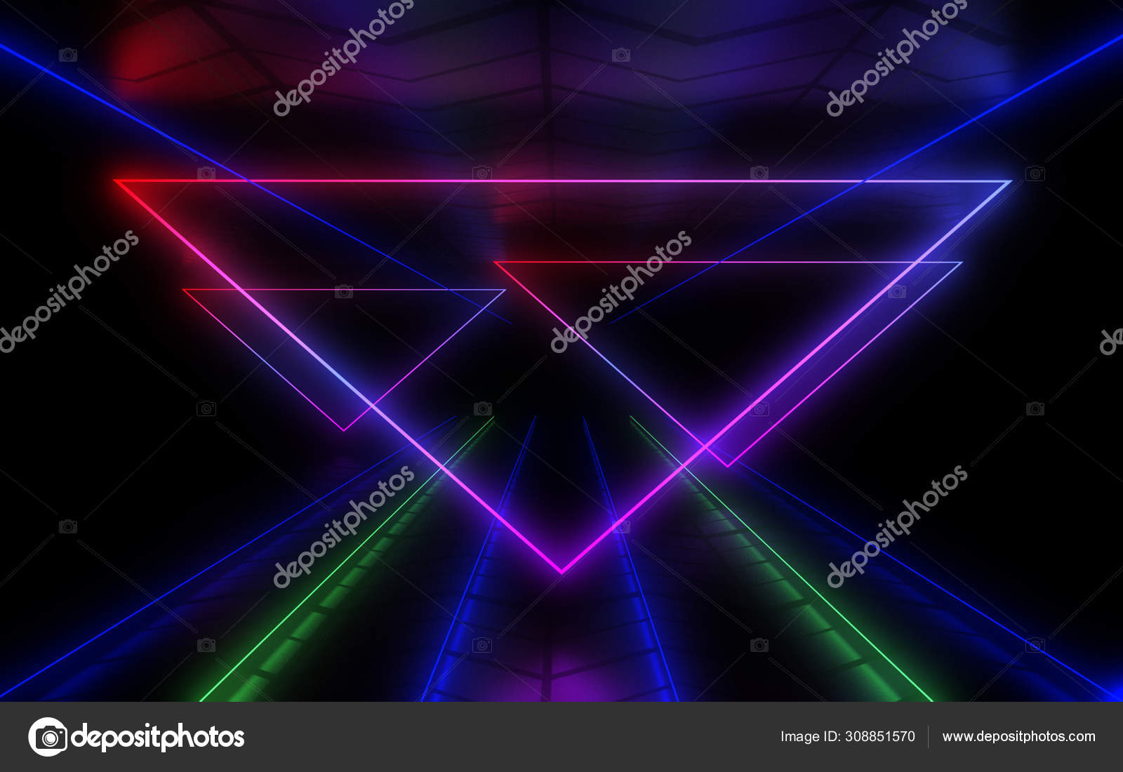 3D abstract background with neon lights . 3d illustration Stock Photo ...