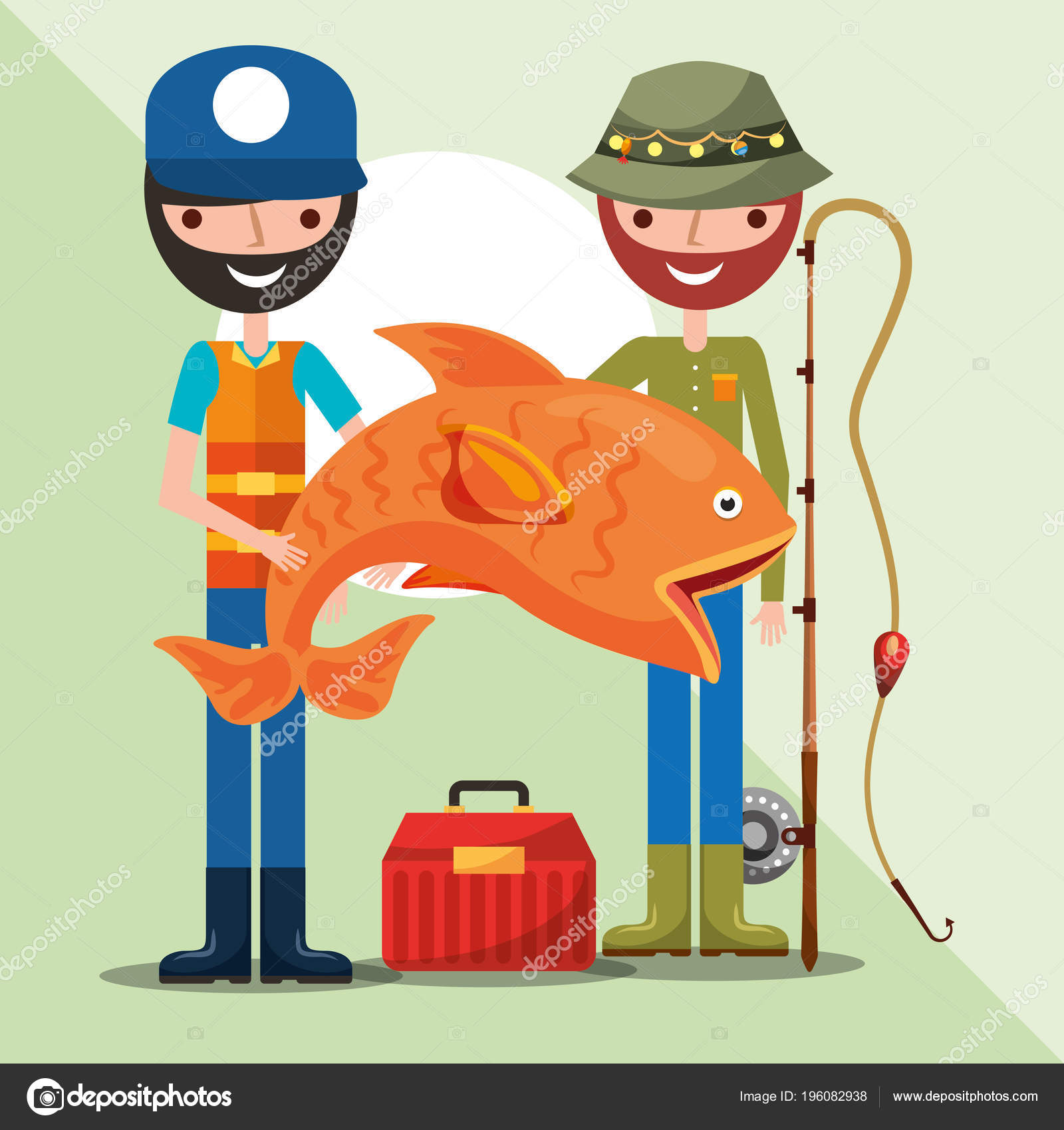 Fisherman fishing cartoon Stock Vector Image by ©yupiramos #196082938