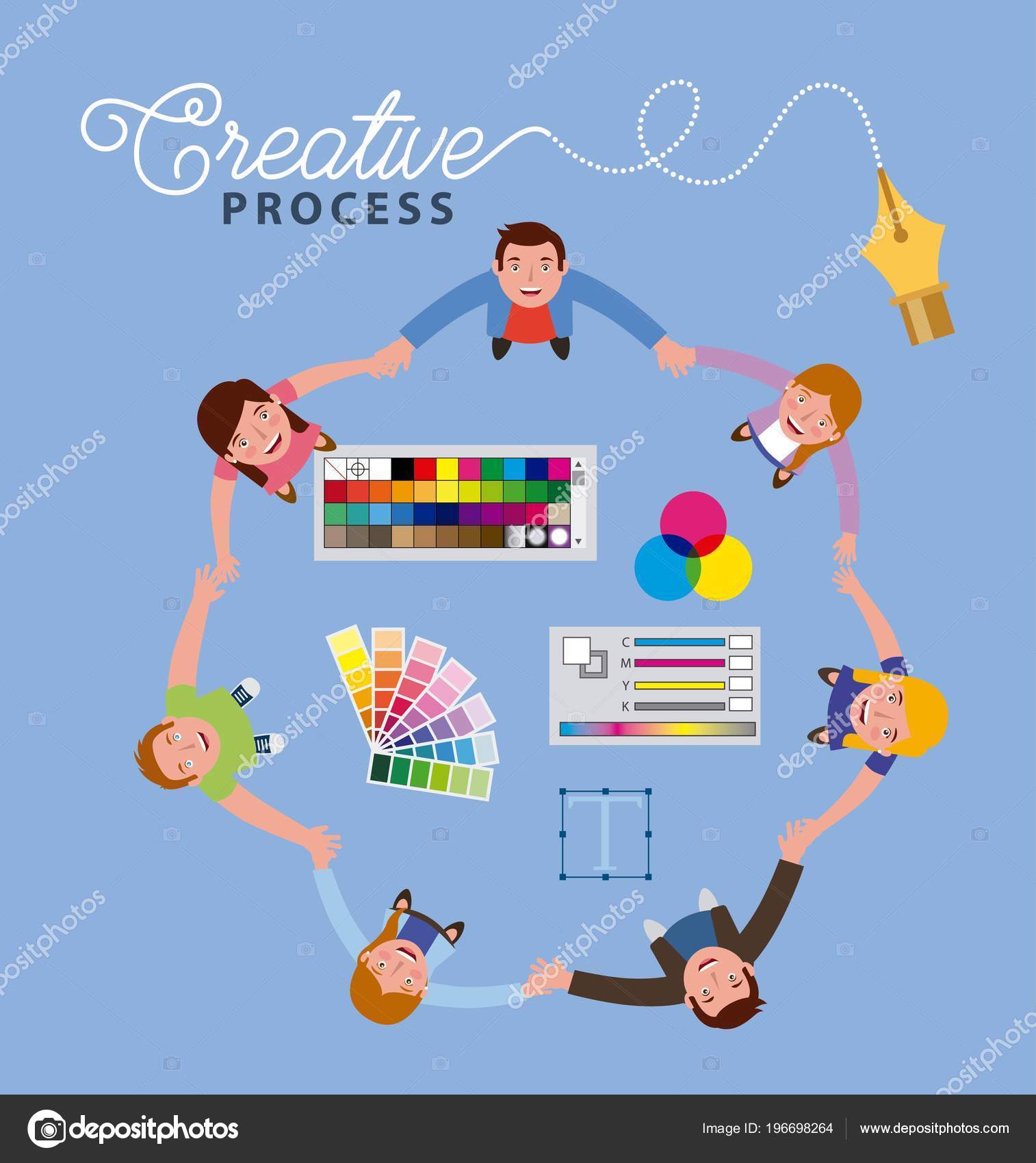 Personas que trabajan proceso creativo Vector de stock #196698264 de ...