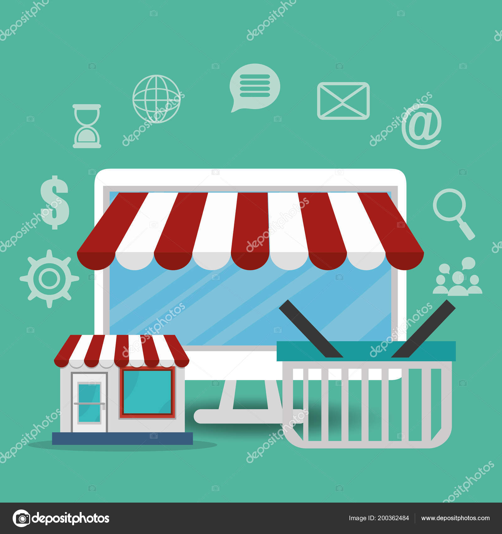 Monitor computer with electronic commerce icons Stock Vector Image by ...