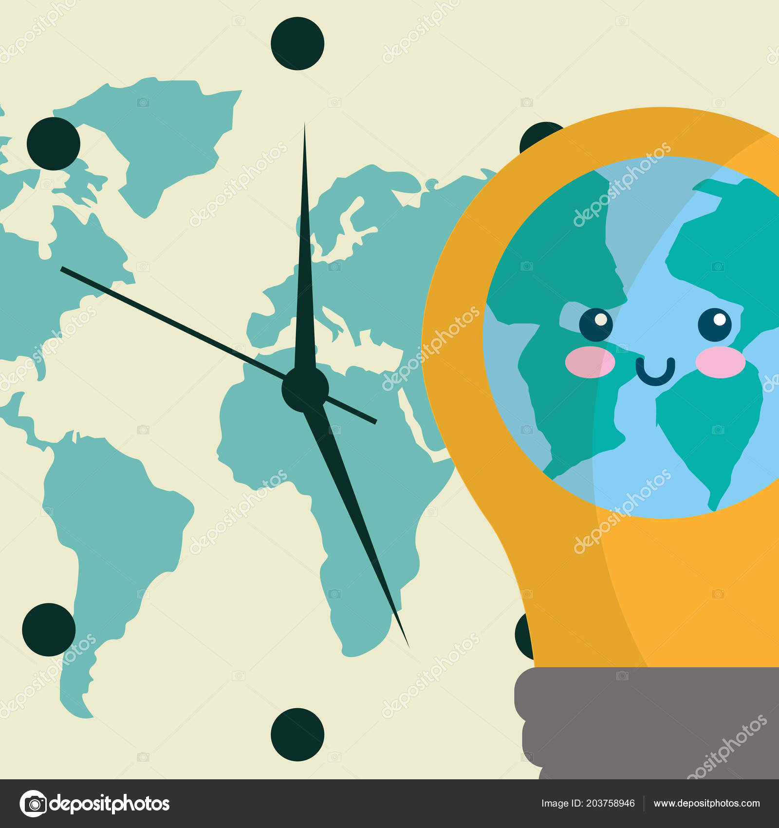 Earth hour cartoon Stock Vector Image by ©yupiramos #203758946