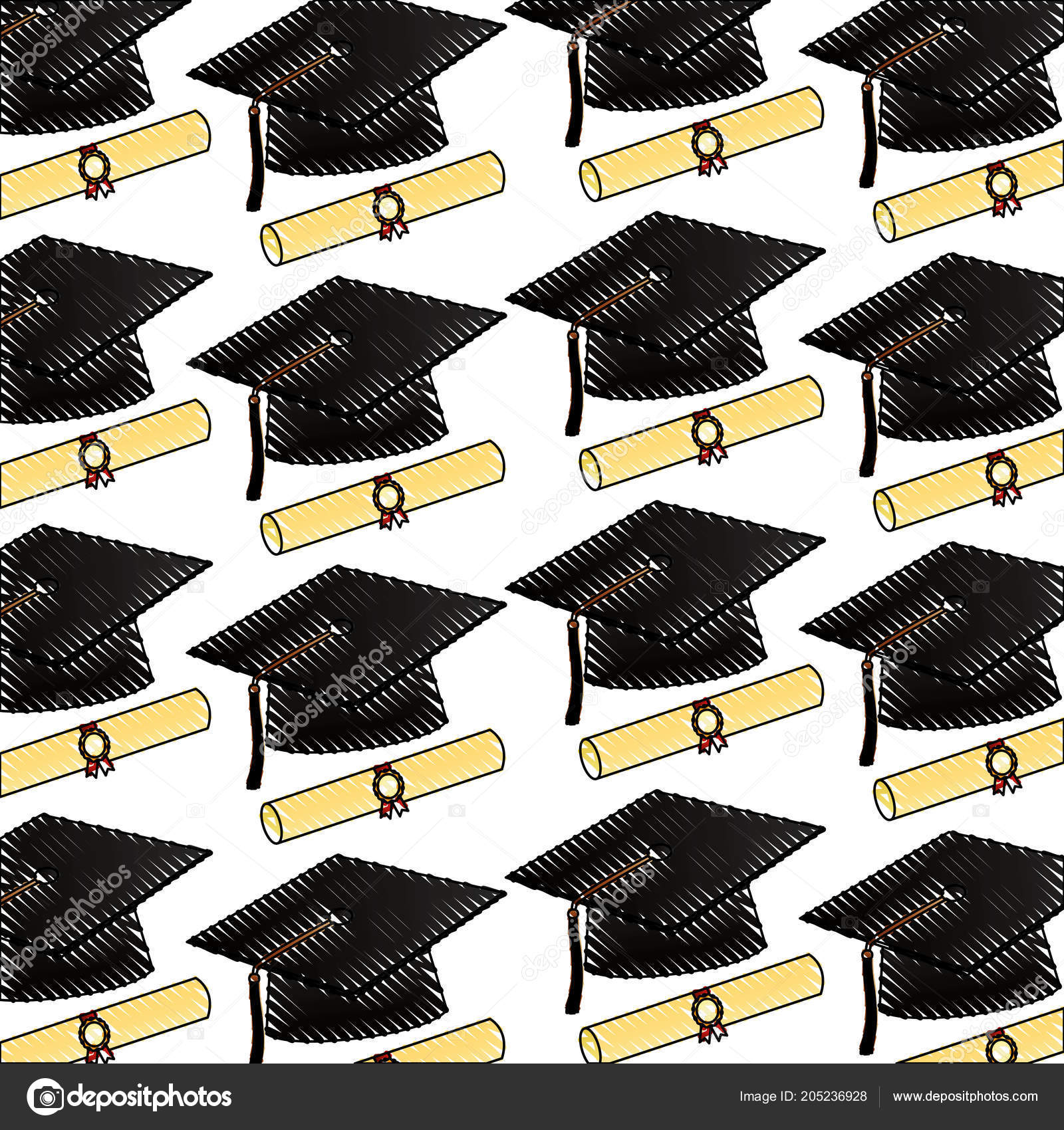 Parchment diploma and hats graduation pattern Stock Vector by ...