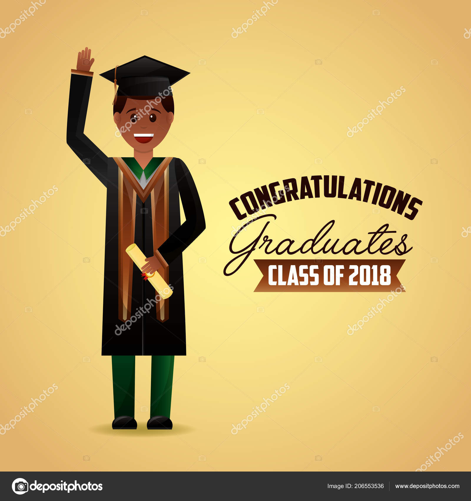 Felicitaciones tarjeta de graduación Vector de stock #206553536 de ...