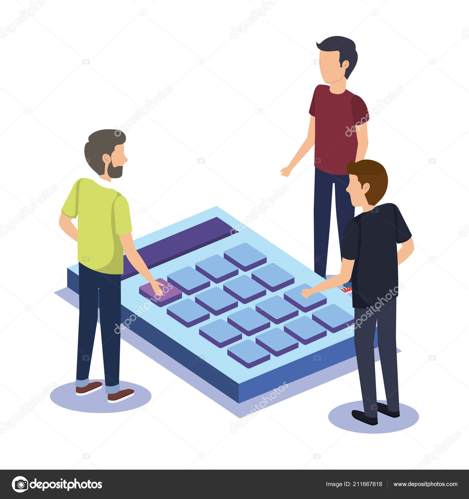 Group of people teamwork with calculator Stock Vector by ©yupiramos ...