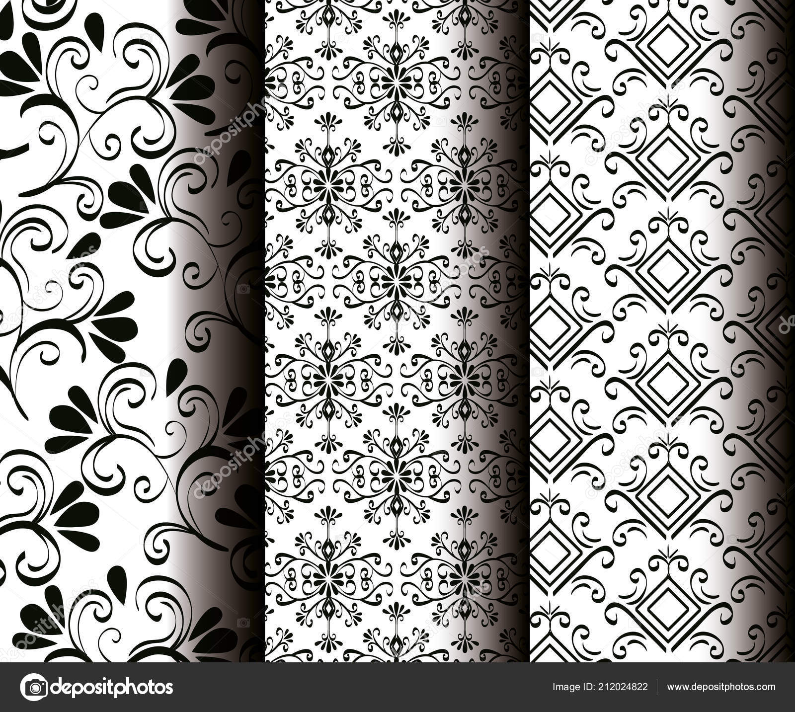 Set victorian and floral monochrome backgrounds Stock Vector by ...