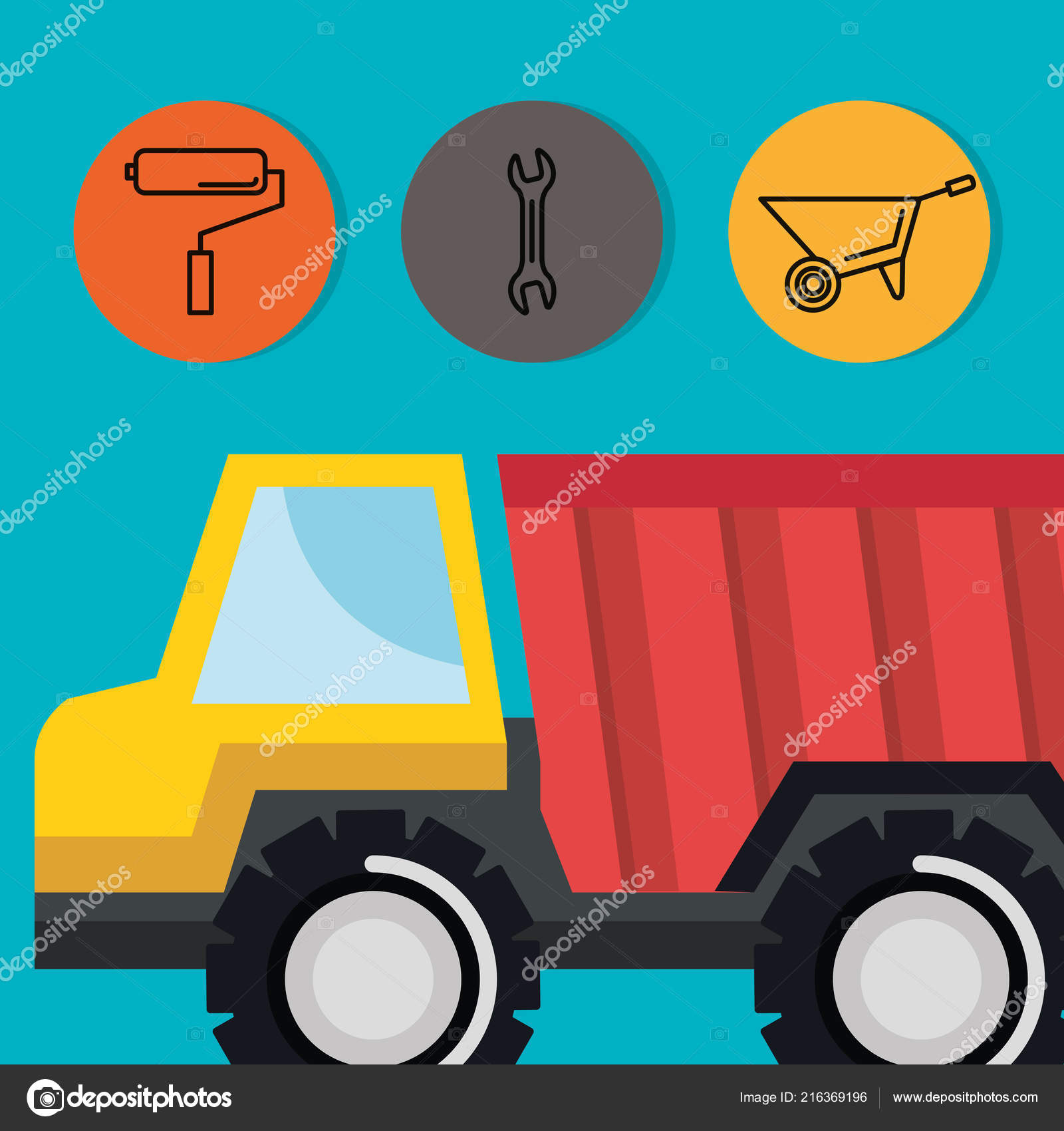 Truck with under construction equipment — Stock Vector © yupiramos ...