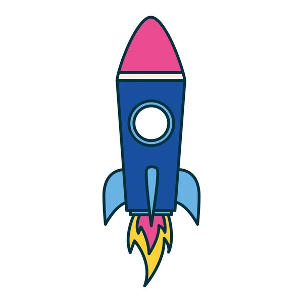 Bright Cartoon Rockets Taking Off from the Ground Vector Set — Stock ...