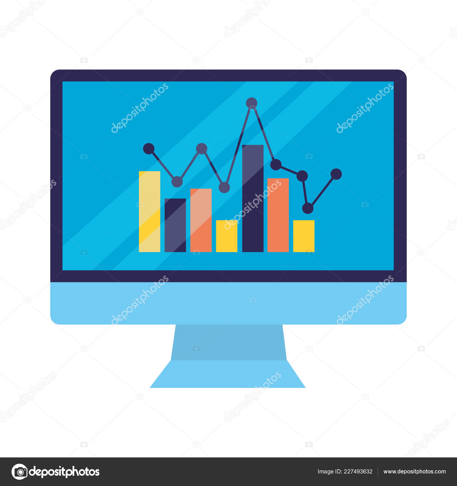 Gráfico Informático Estadísticas Informe Empresarial Vector Ilustración ...