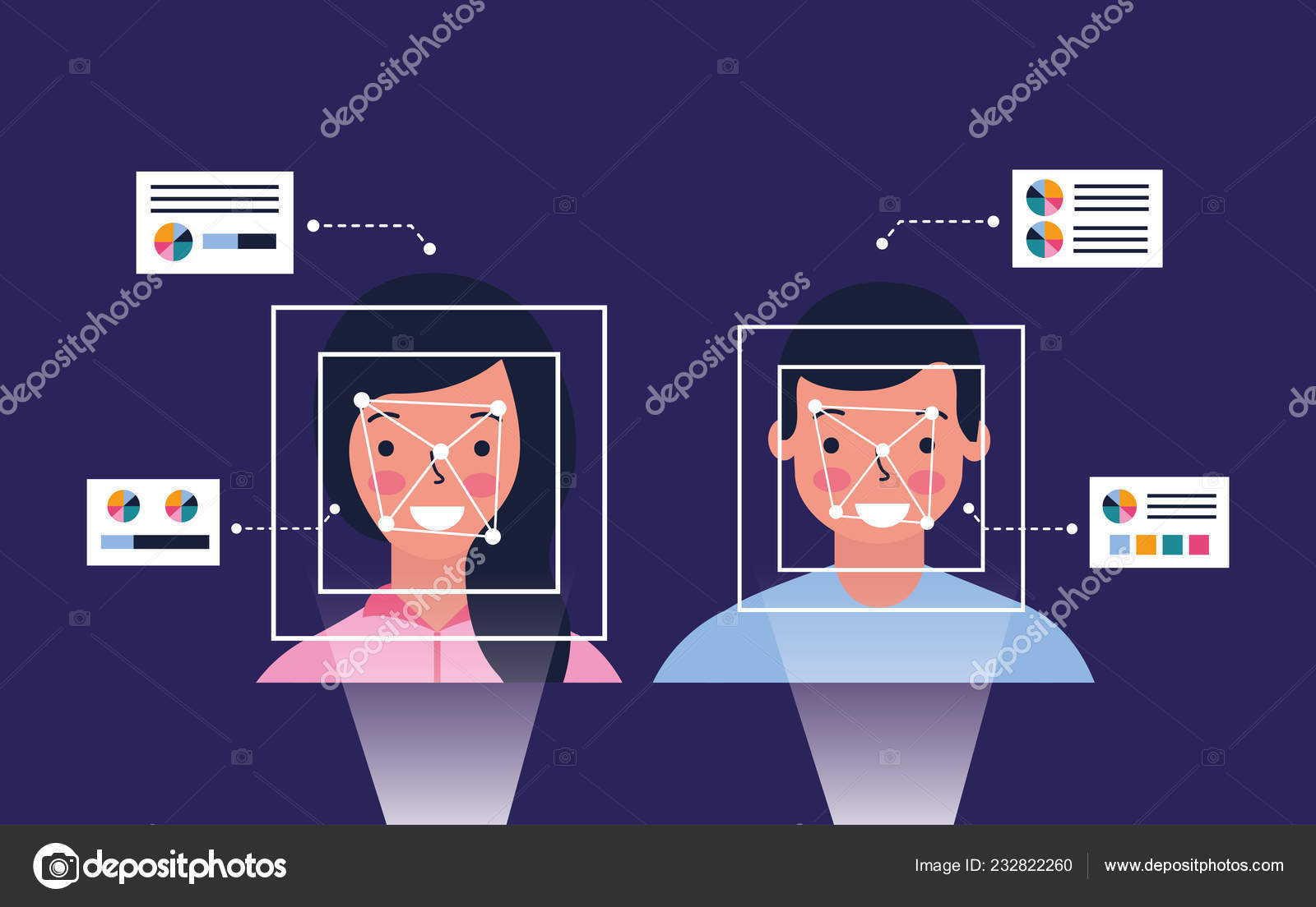 Man and woman biometric process technology Stock Vector Image by ...