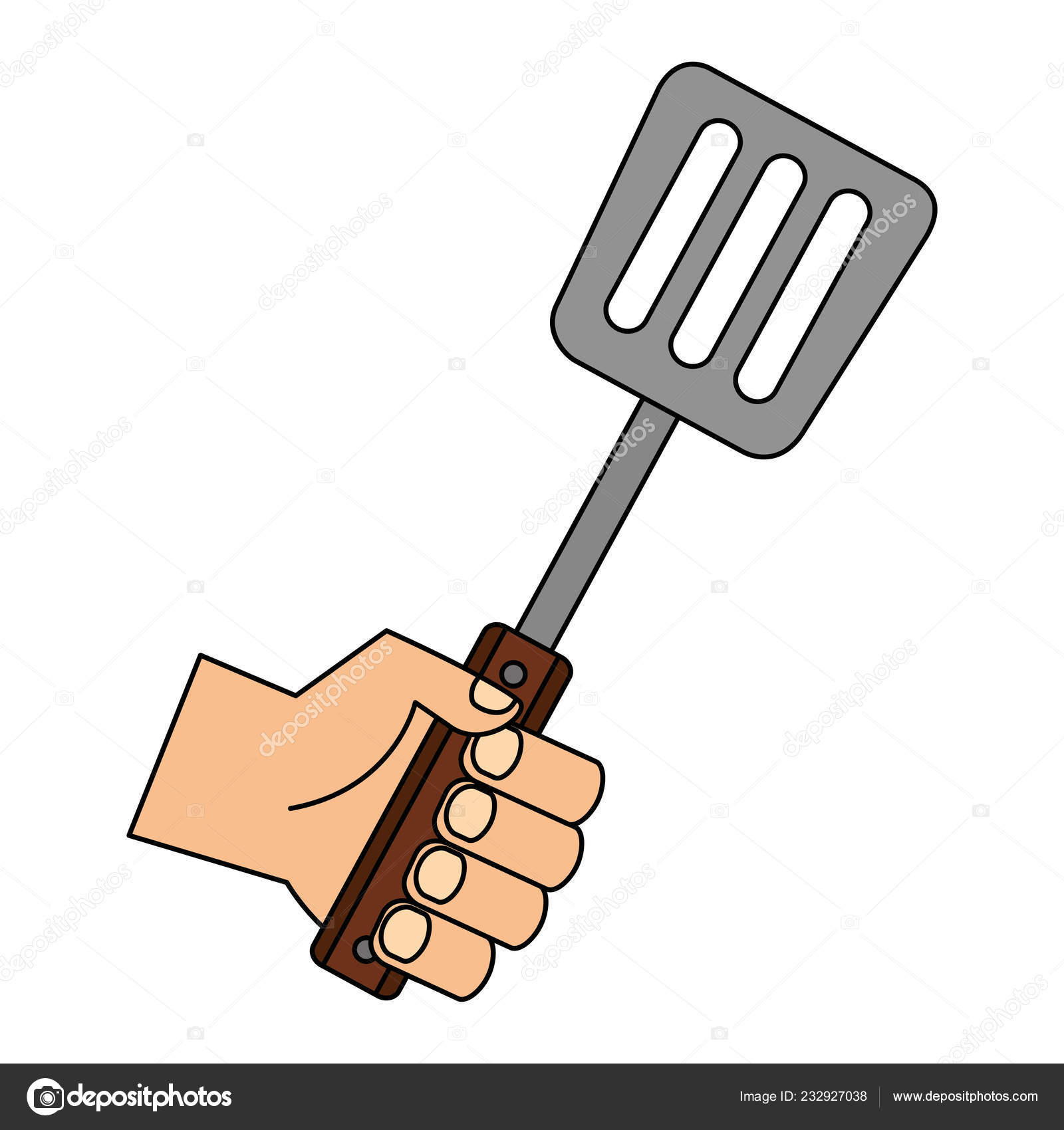 Hand holding spatula Stock Vector by ©yupiramos 232927038 Hand holding spatula Stock Vector by ©yupiramos 232927038