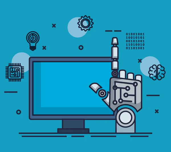 Computer with artificial intelligence icons Stock Vector by ©yupiramos ...