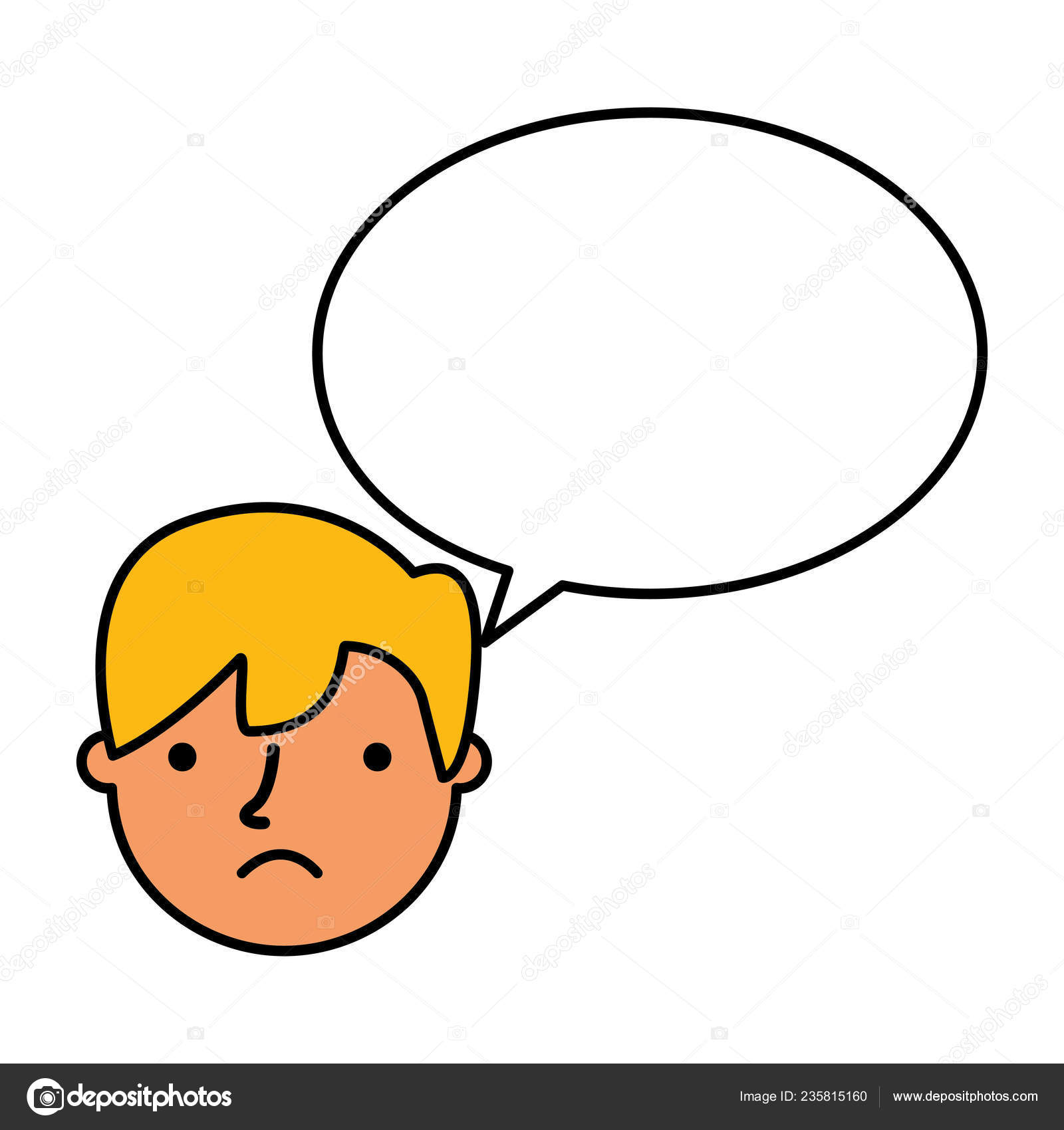 Boy face sad speech bubble Stock Vector by ©yupiramos 235815160