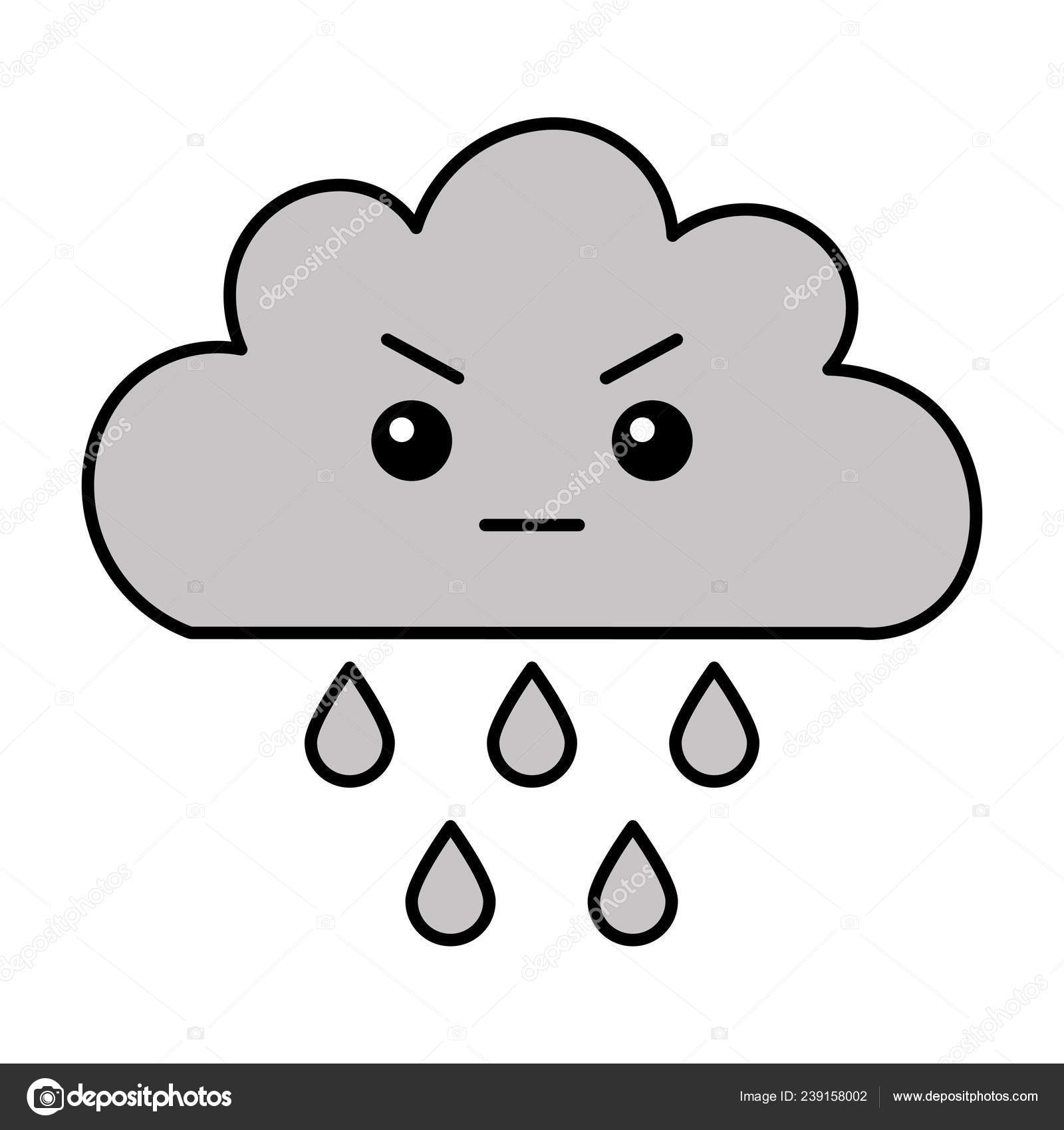 Kawaii angry cloud rain cartoon Stock Vector by ©yupiramos #239158002