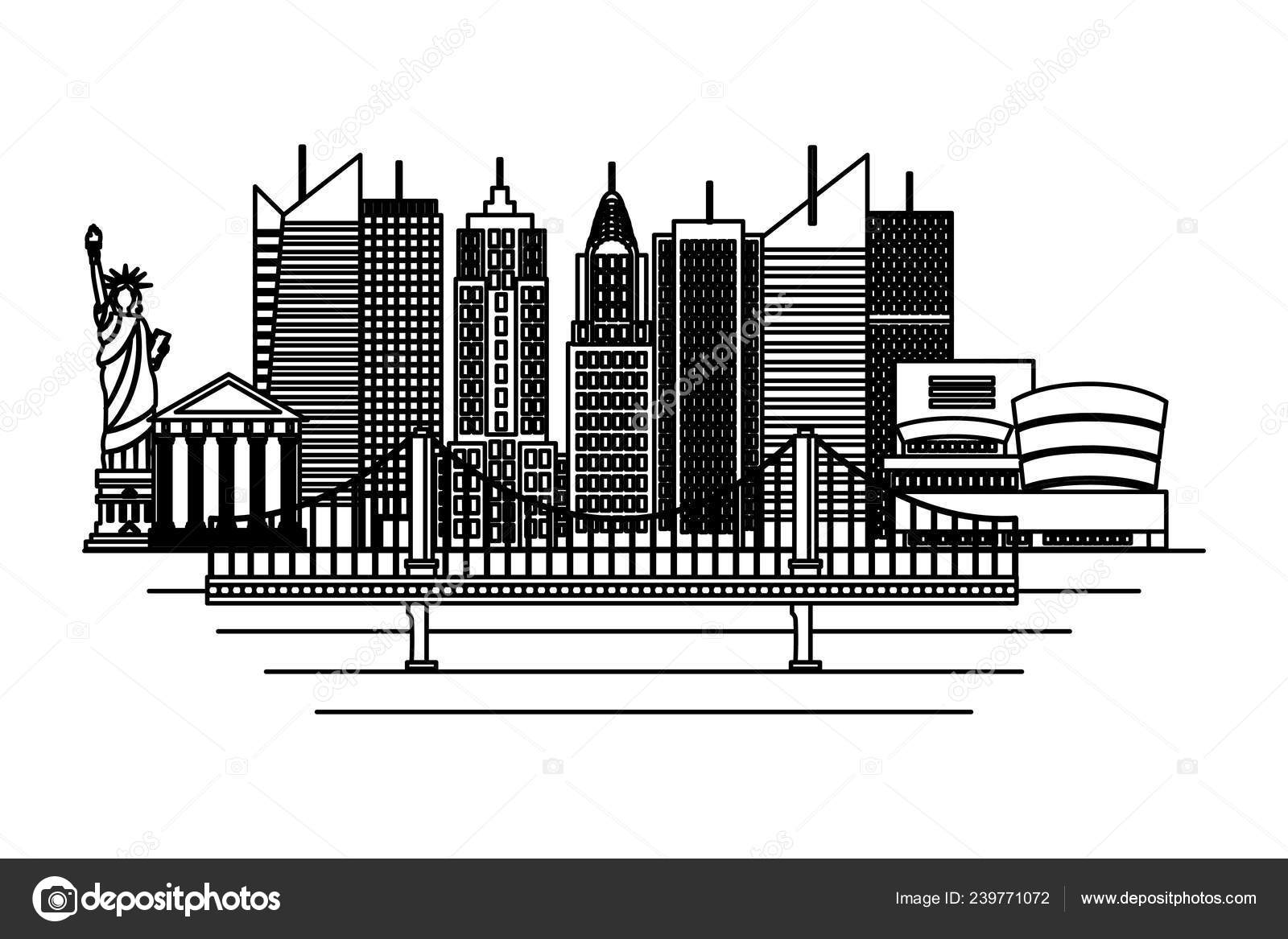 Statue of liberty city skyscraper Stock Vector by ©yupiramos 239771072