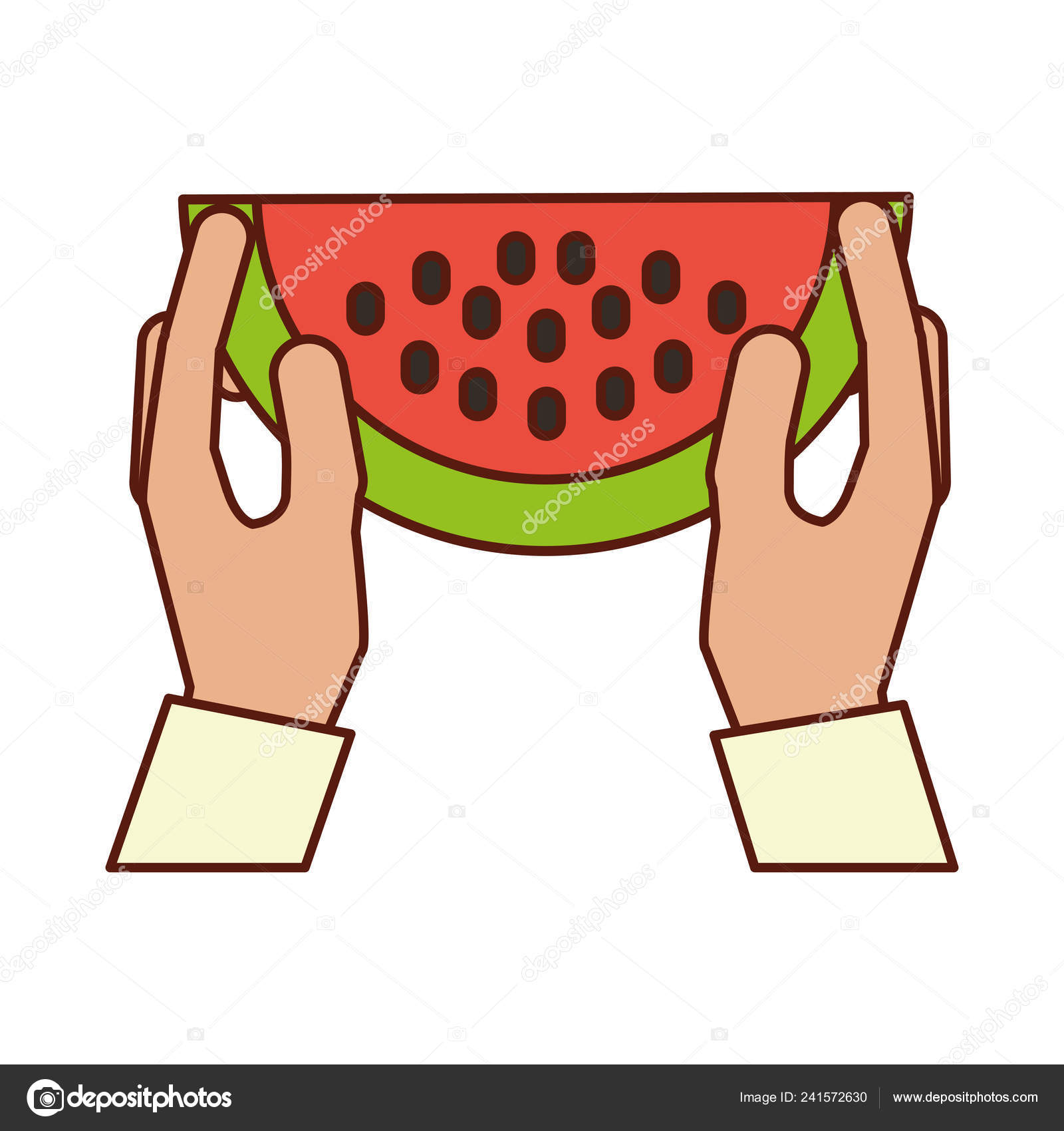 Hands holding watermelon Stock Vector by ©yupiramos 241572630