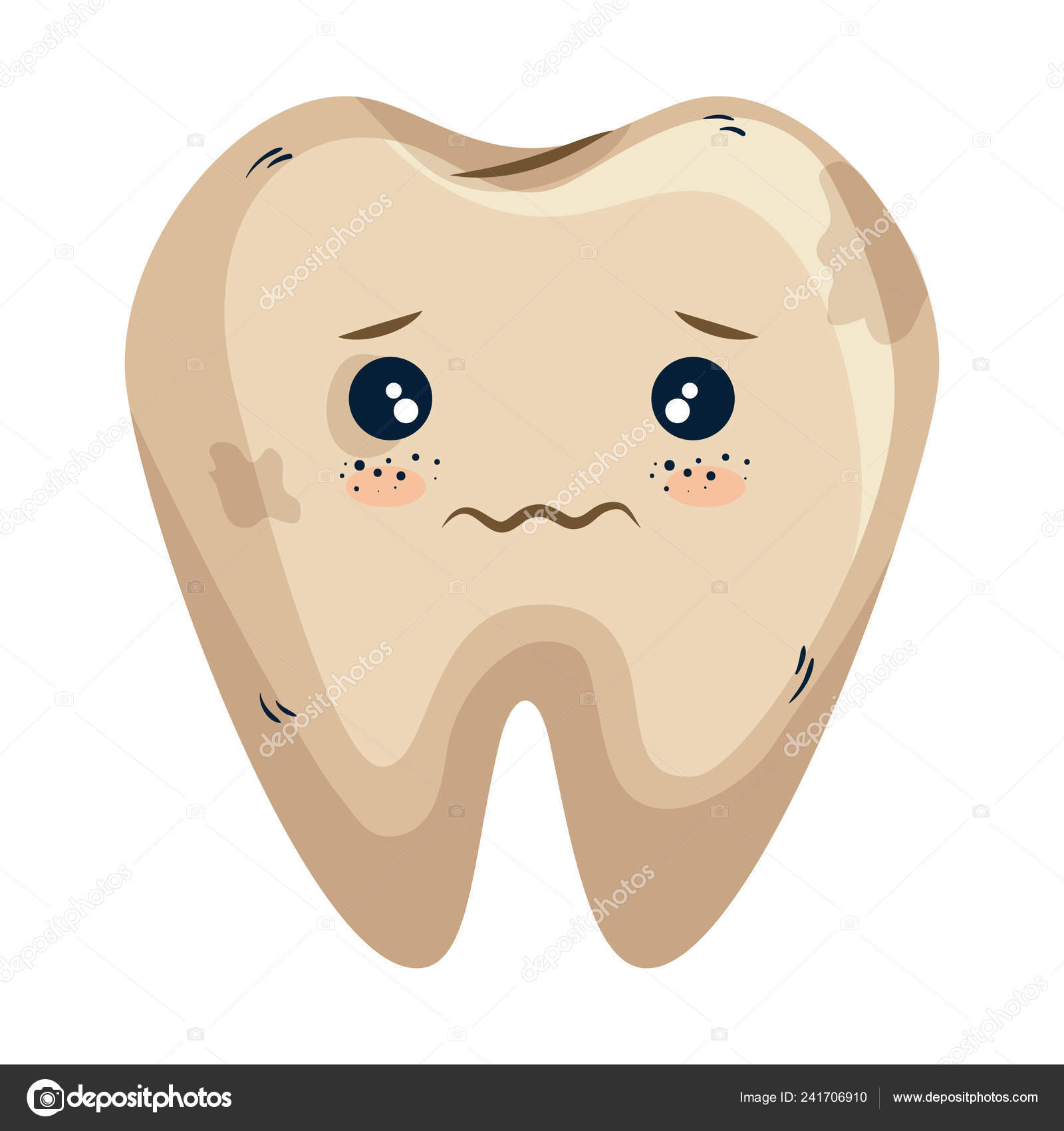 Comic tooth sad kawaii character Stock Vector by ©yupiramos 241706910