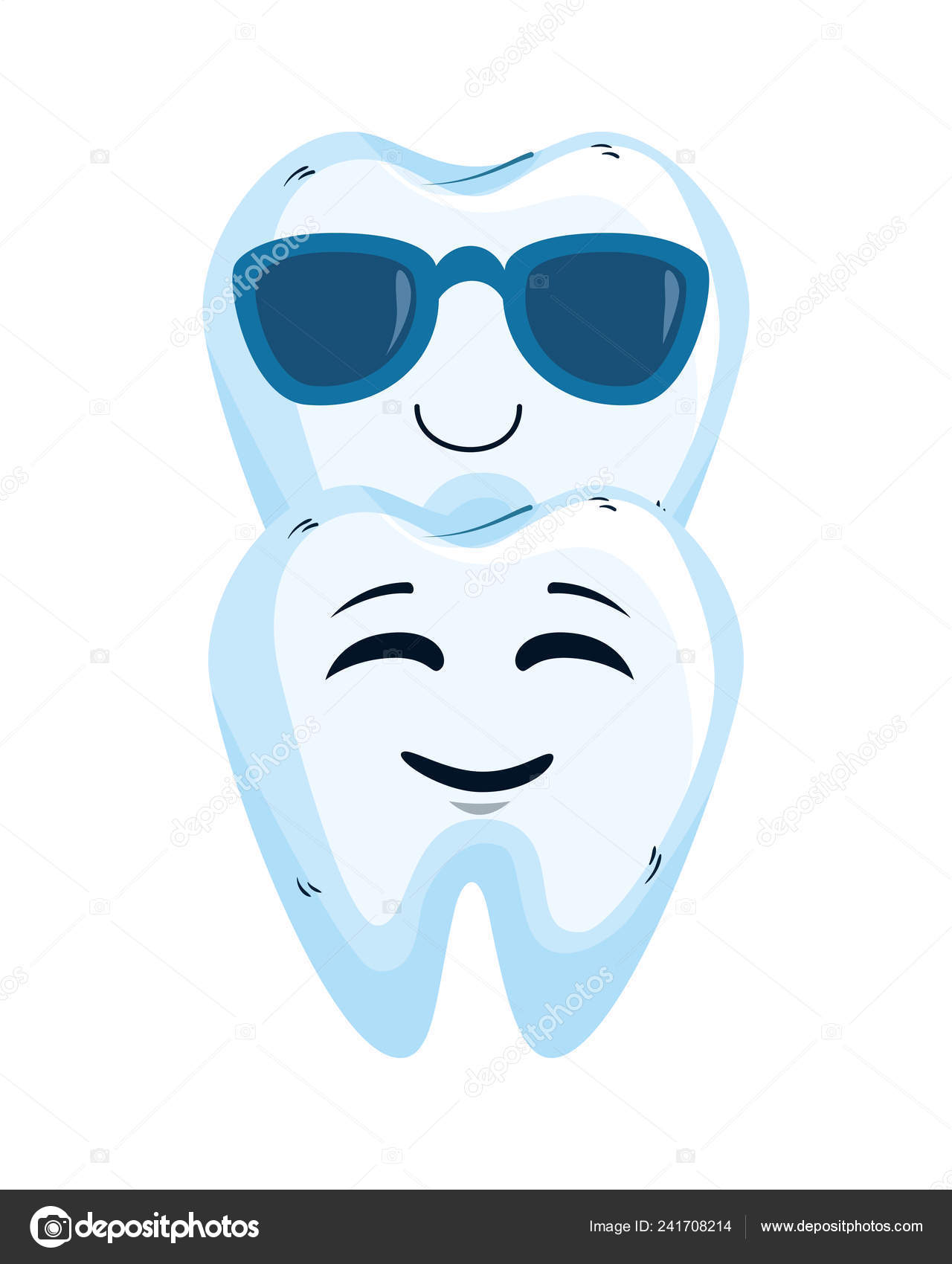 Comic teeth couple with sunglasses kawaii Stock Vector Image by ...
