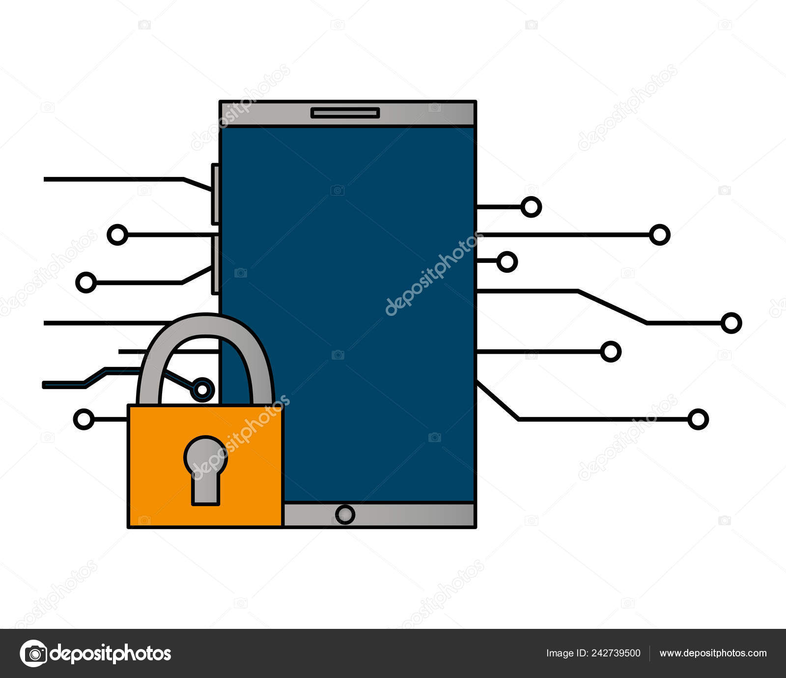 Smartphone data security circuit Stock Vector by ©yupiramos 242739500