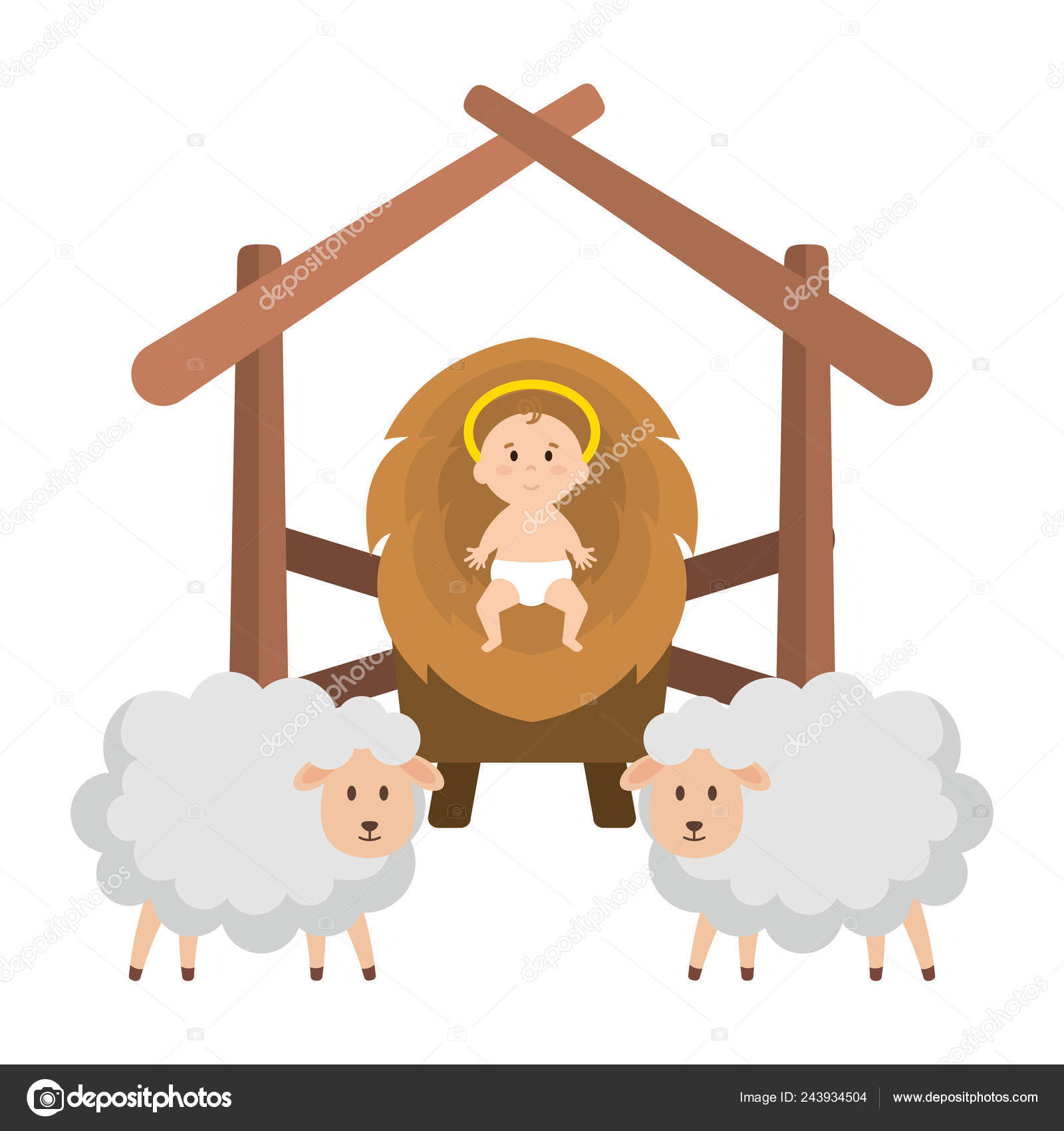 Jesus Baby Stable Sheeps Vector Illustration Design Stock Vector Image ...