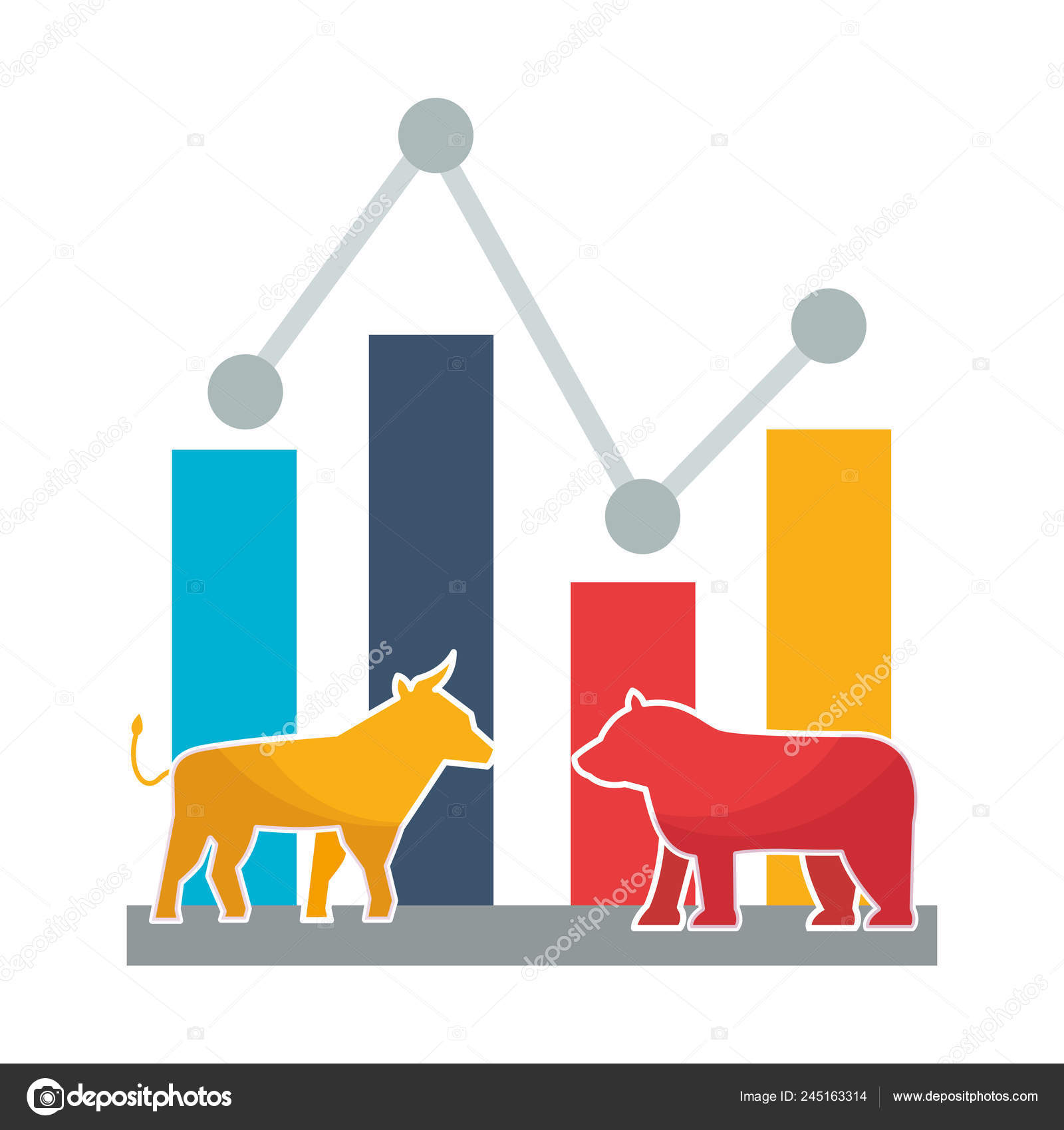 Oso toro gráfico comercial mercado de valores Vector de stock por ...