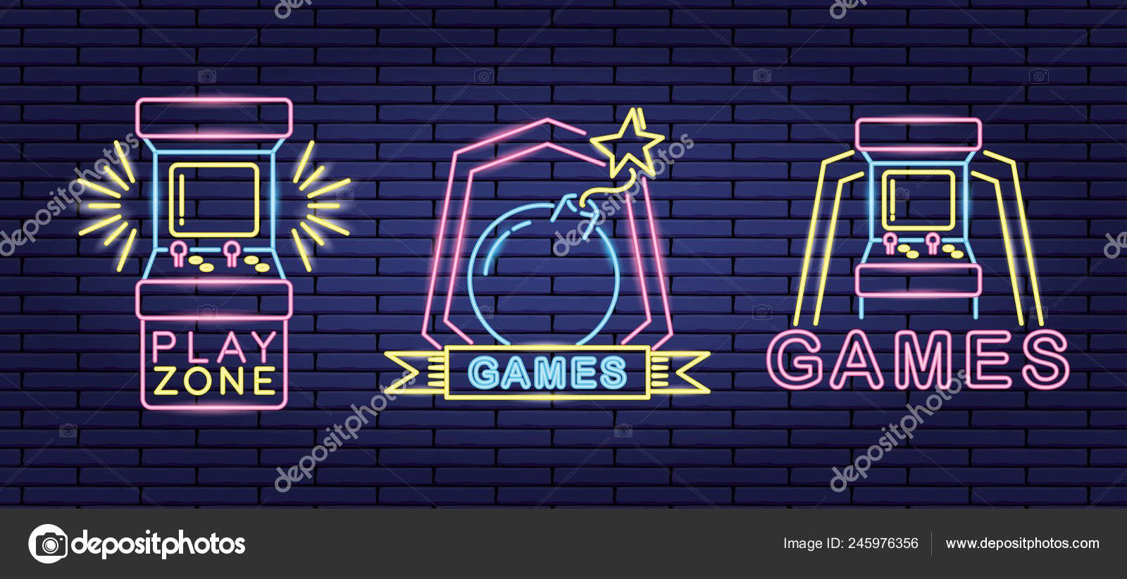 Video game neon Stock Vector Image by ©yupiramos #245976356