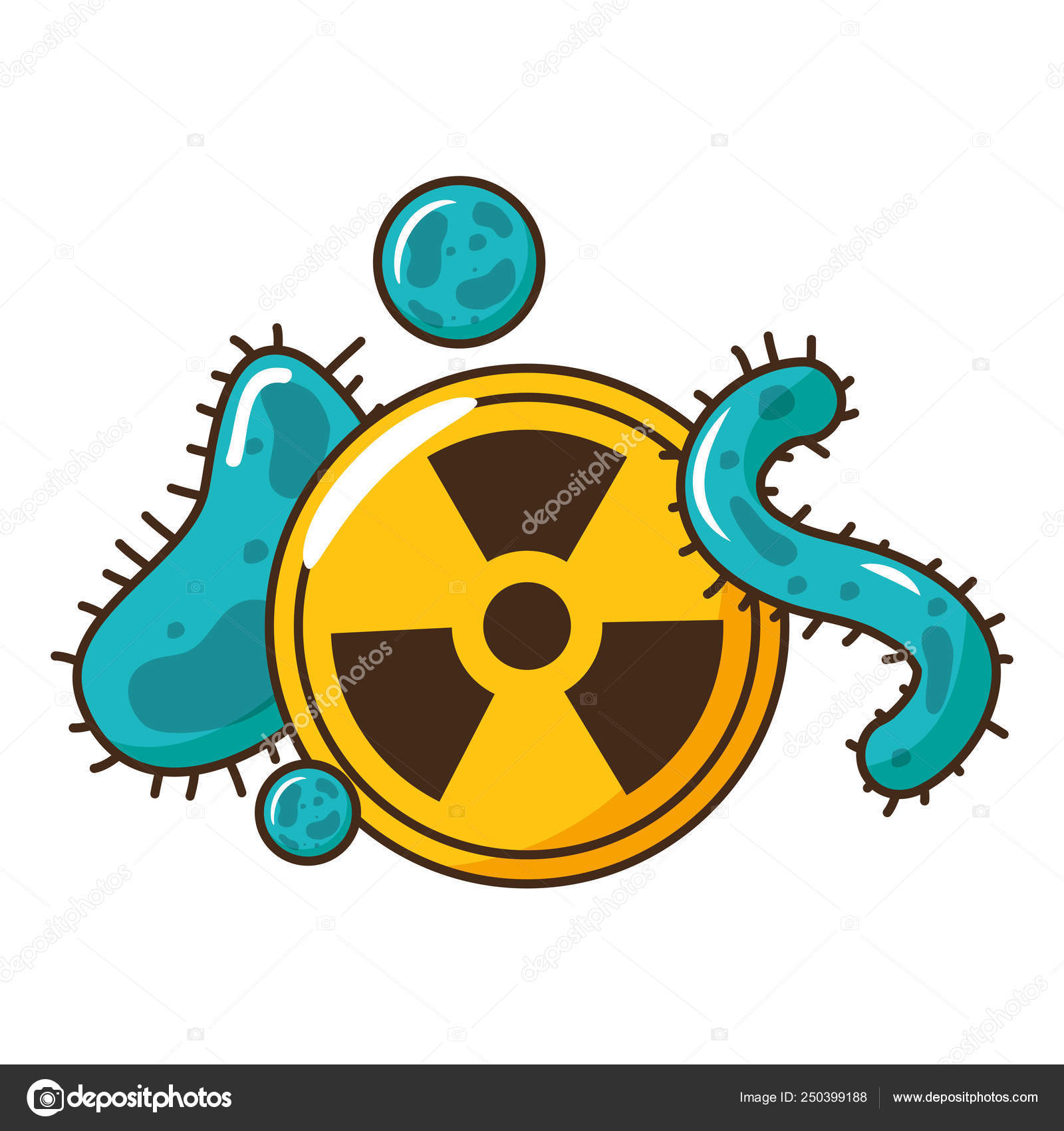 Bacteria cells and radiation Stock Illustration by ©yupiramos #250399188