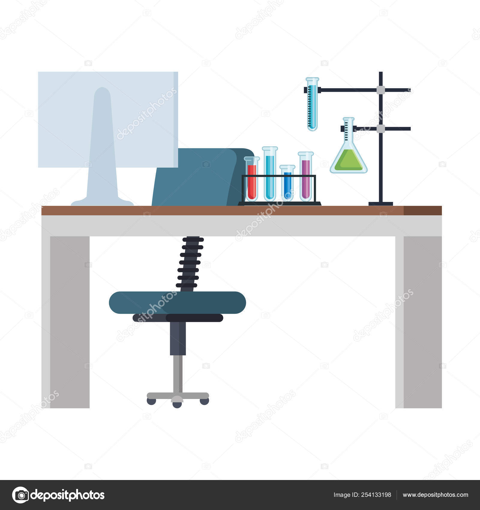 Icônes laboratoire bureau lieu de travail Vecteur par ©yupiramos 254133198