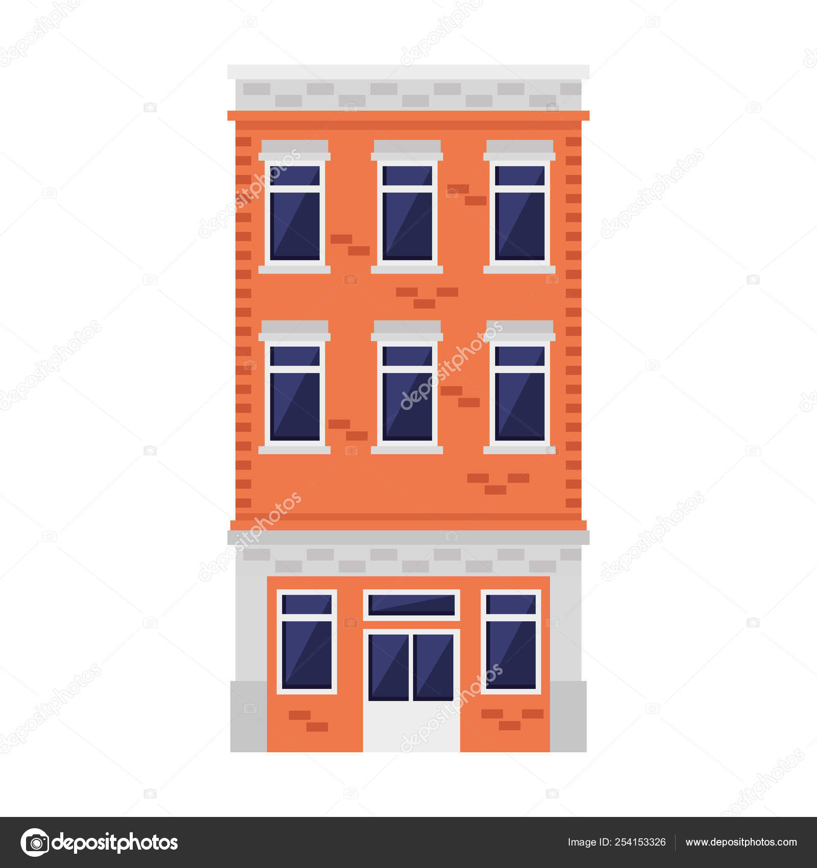 Fachada de construção ícone frontal Vetor de ©yupiramos 254153326