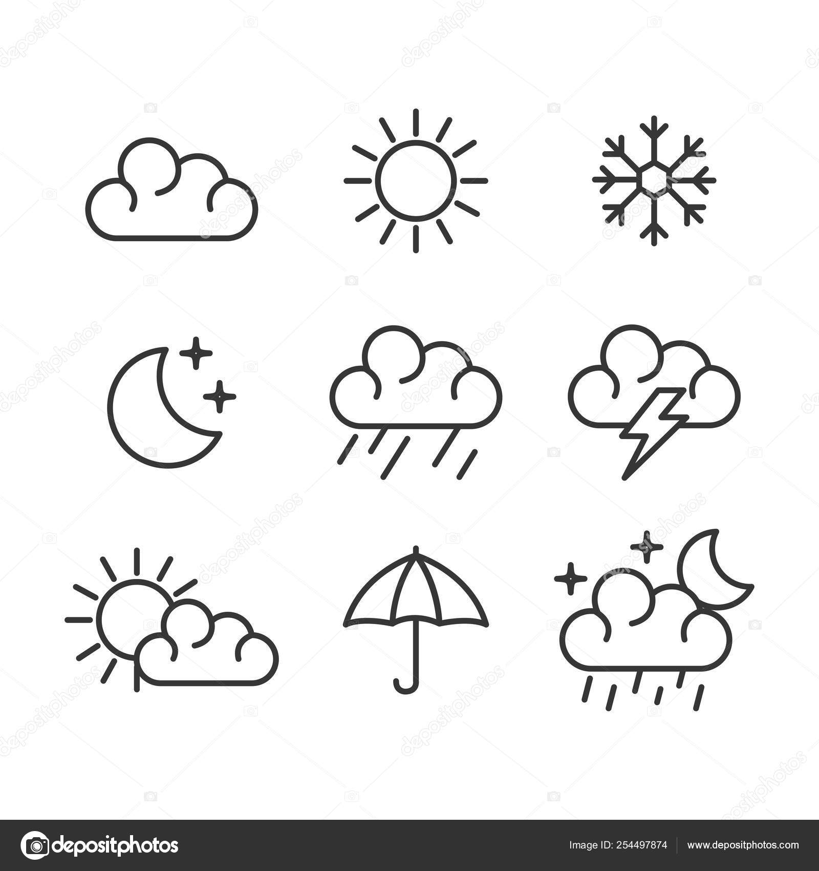 Conjunto de iconos del estado del tiempo Vector de stock #254497874 de ...
