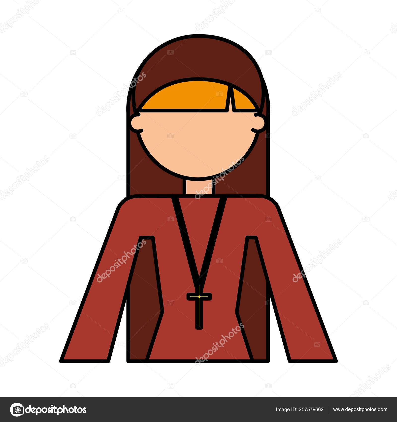Religious nun avatar character Stock Vector Image by ©yupiramos #257579662