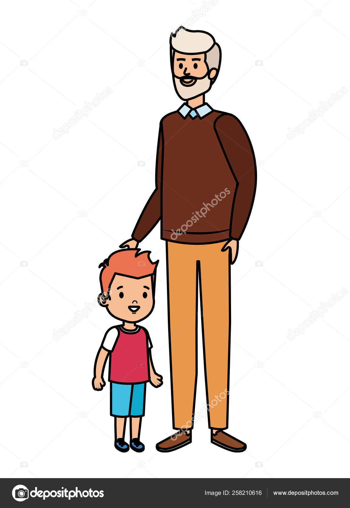 Lindo abuelo con nieto Vector de stock por ©yupiramos 258210616