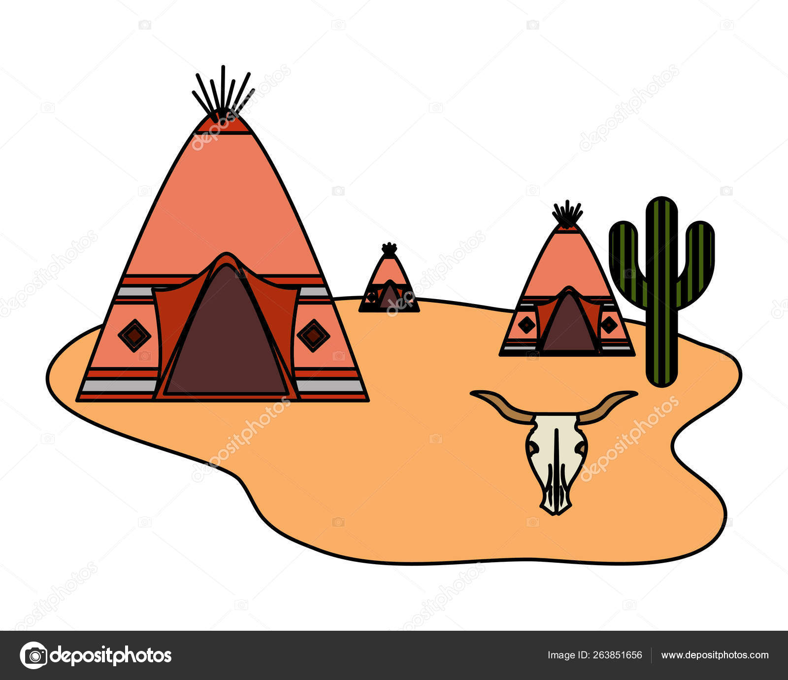 Native american tribe desert cactus skull Stock Vector by ©yupiramos ...